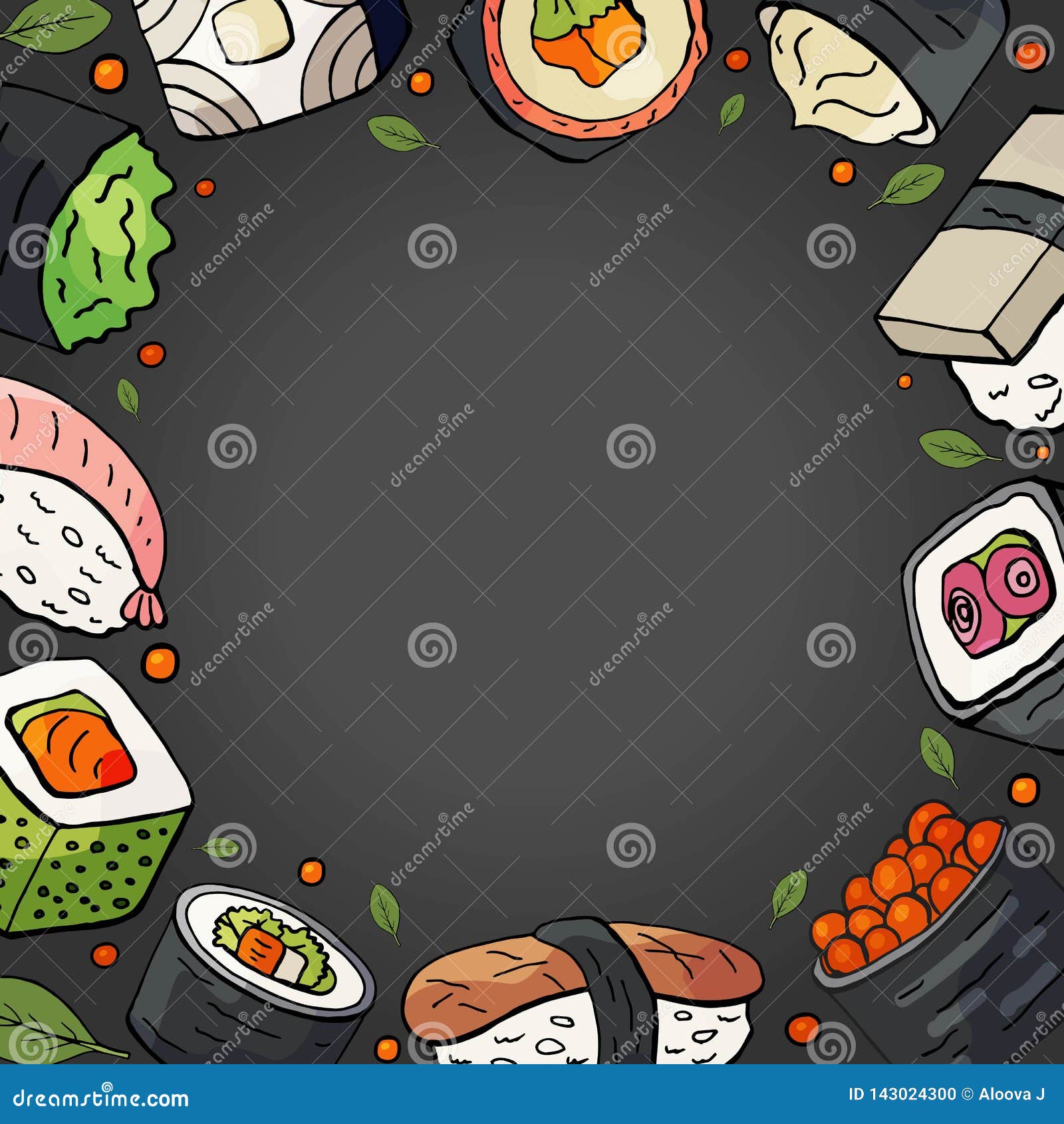 Background with Different Japan Sushi and Space for Text Stock ...