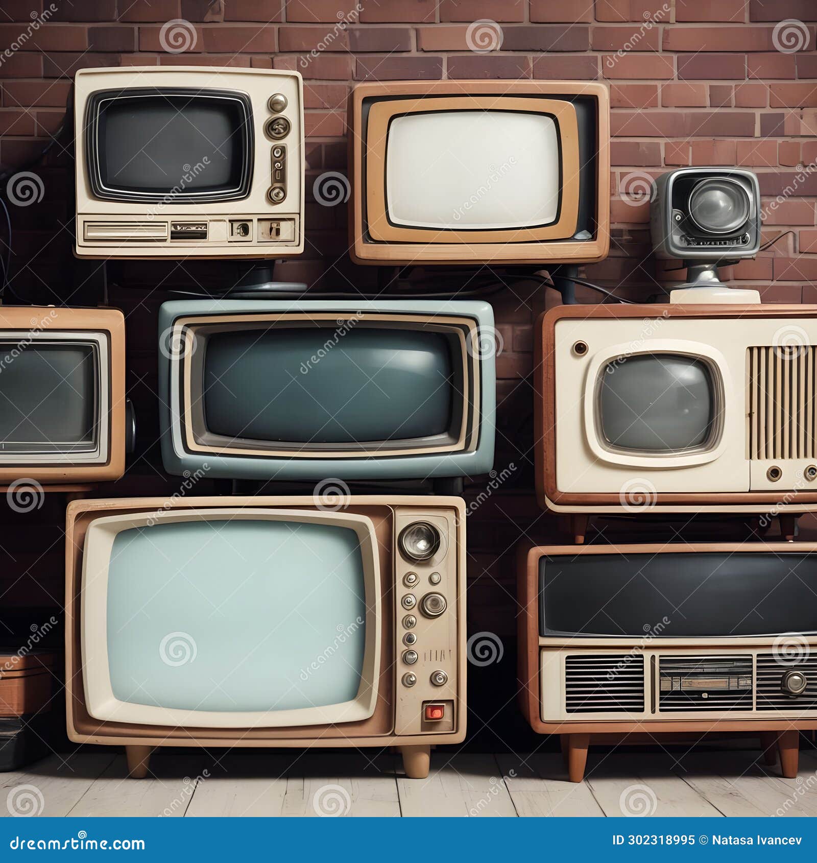 Background with Different Old TVs Stock Illustration - Illustration of ...