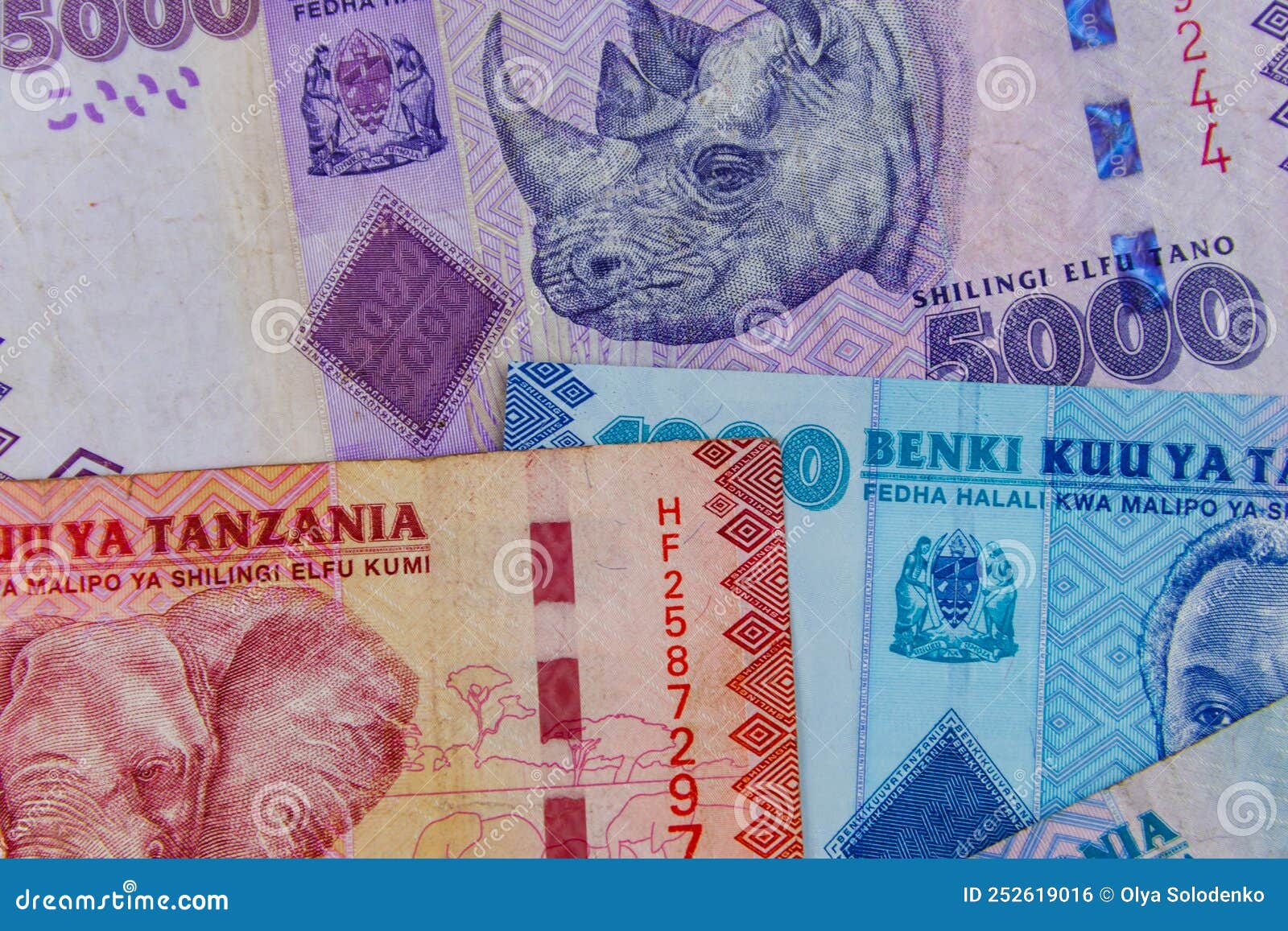 Background of Different Tanzanian Shillings Banknotes Stock Photo ...