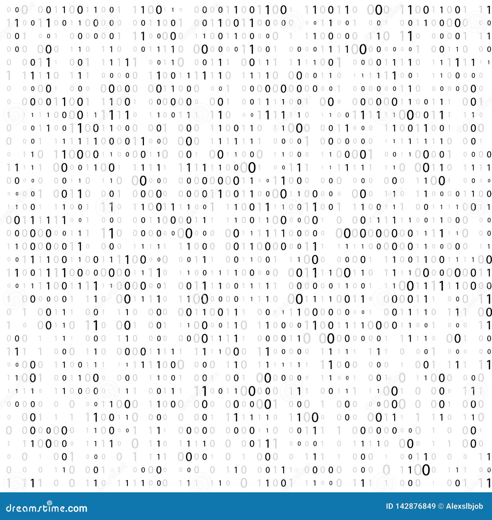 Background with Digits on Screen. Binary Code Zero One Matrix White ...