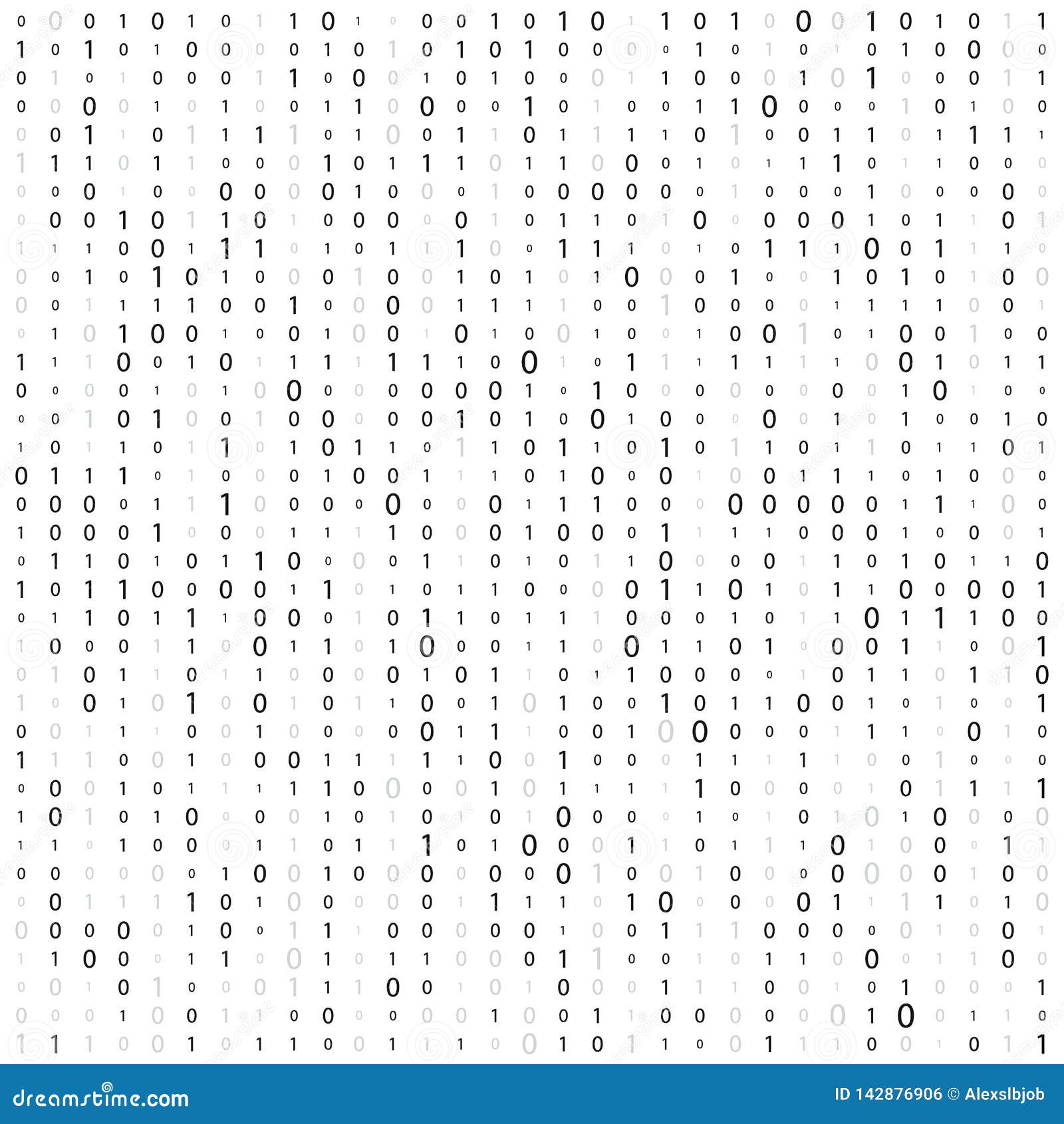 Background with Digits on Screen. Binary Code Zero One Matrix White ...