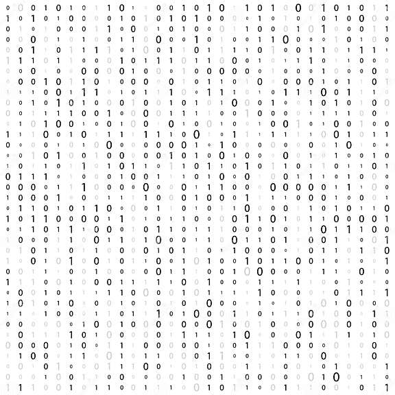Background with Digits on Screen. Binary Code Zero One Matrix White ...