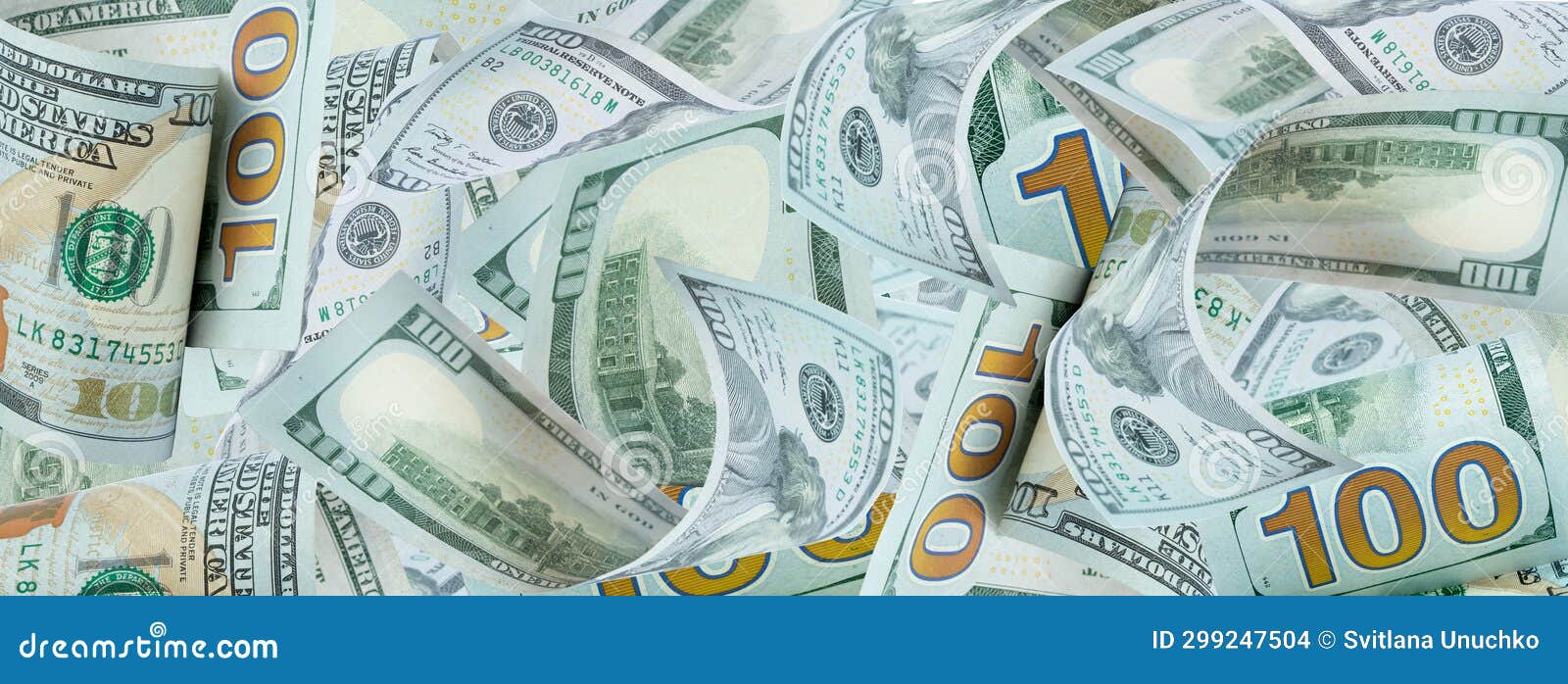 Background of 100 Dollar Bills. Top View Stock Photo - Image of ...