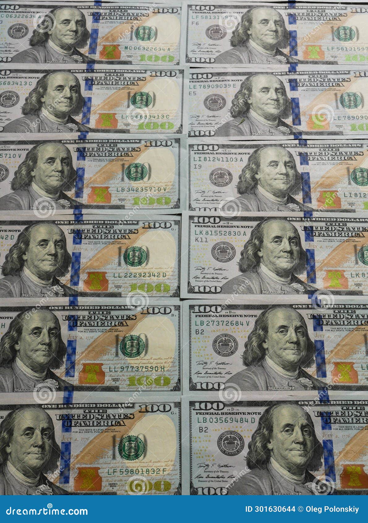 Background of 100 Dollar Bills, Top View. Stock Photo - Image of ...