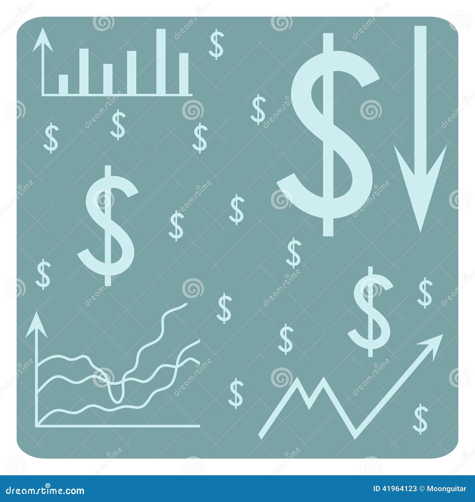 Background with Dollar, Schedule, Arrows, Chart, System of Coordinates ...