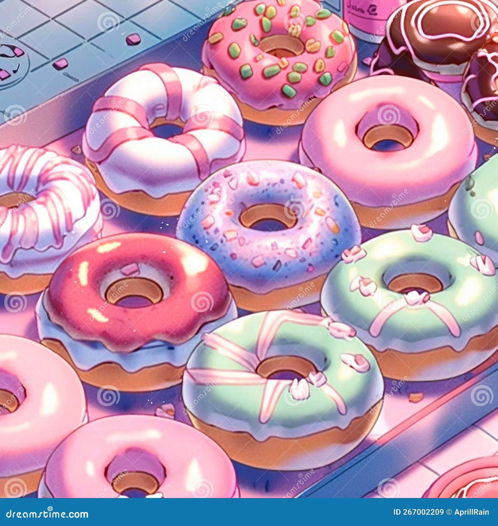 Background with donuts stock illustration. Illustration of bakery ...