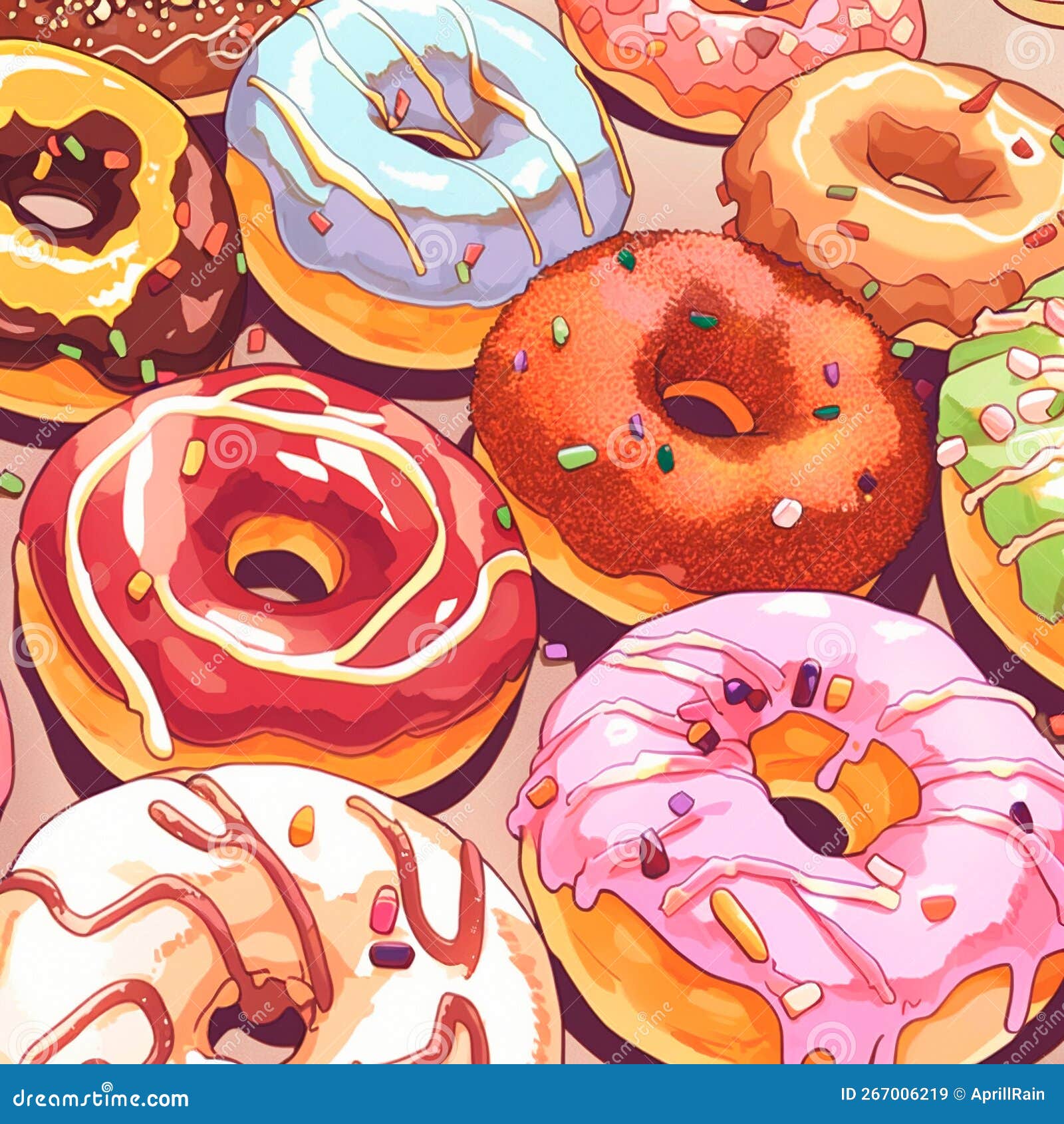 Background with donuts stock illustration. Illustration of caramel ...
