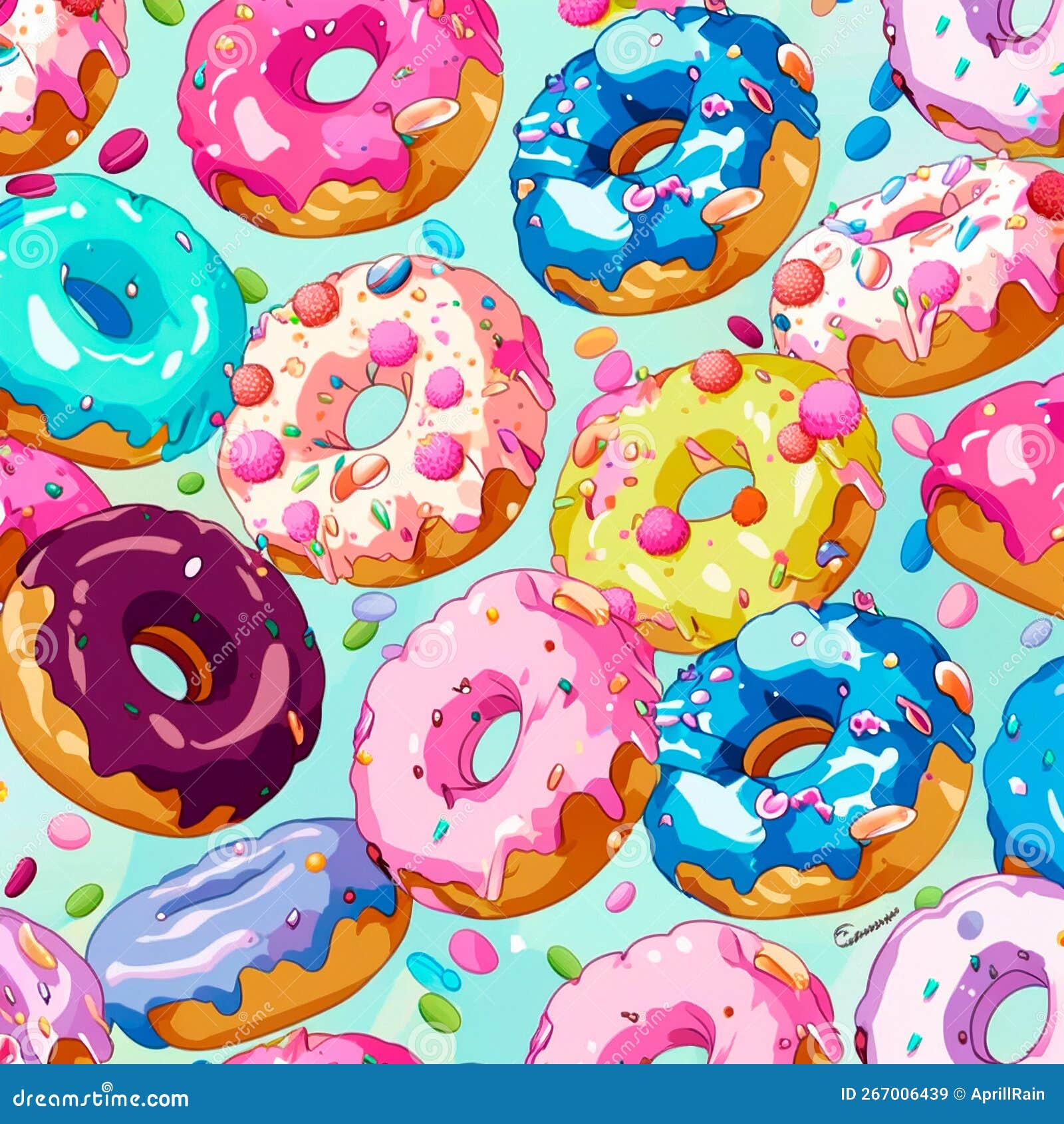 Background with donuts stock illustration. Illustration of cake - 267006439