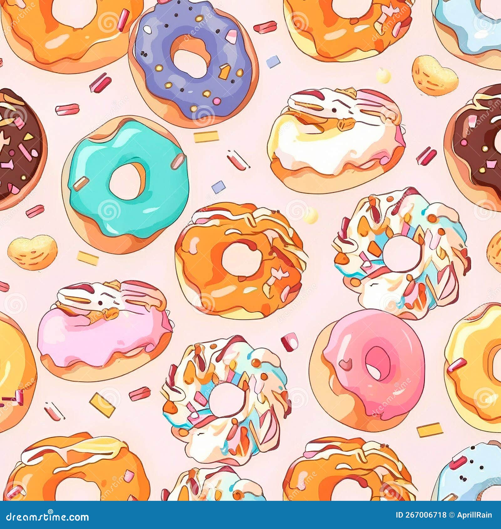 Background with donuts stock illustration. Illustration of eating ...