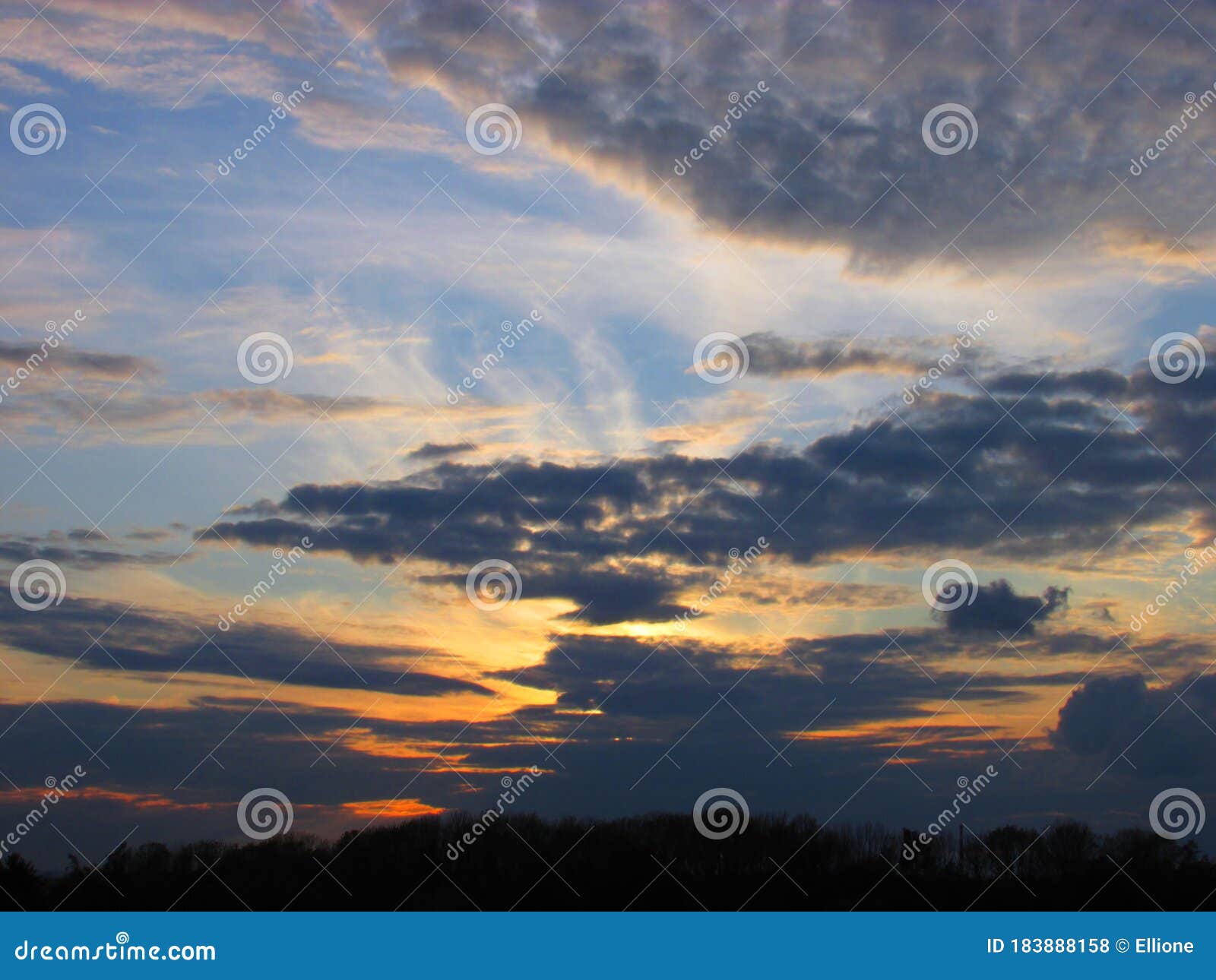 Emotional Sunset Over the Forest Stock Photo - Image of landscape ...