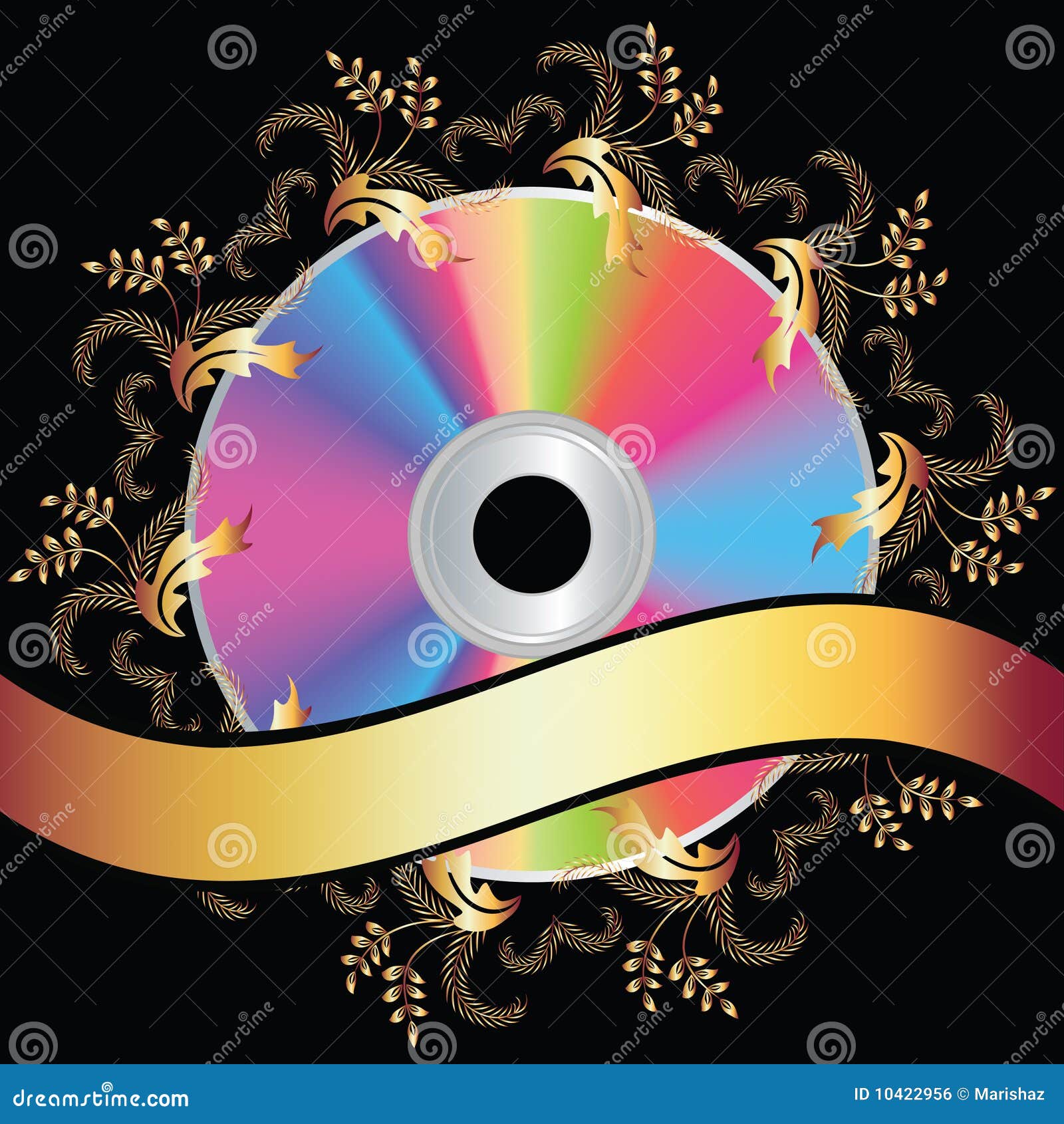 Background with DVD disk stock vector. Illustration of gold - 10422956