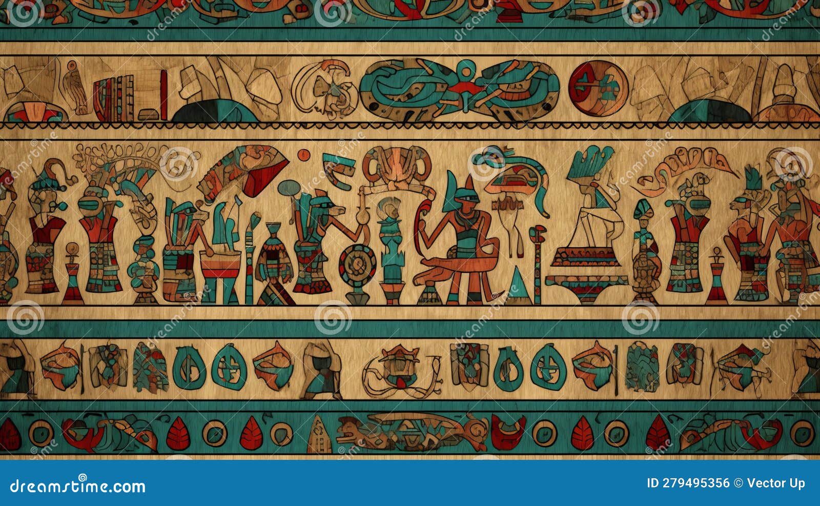 Background with Egyptian Patterns. Generative AI Stock Illustration ...