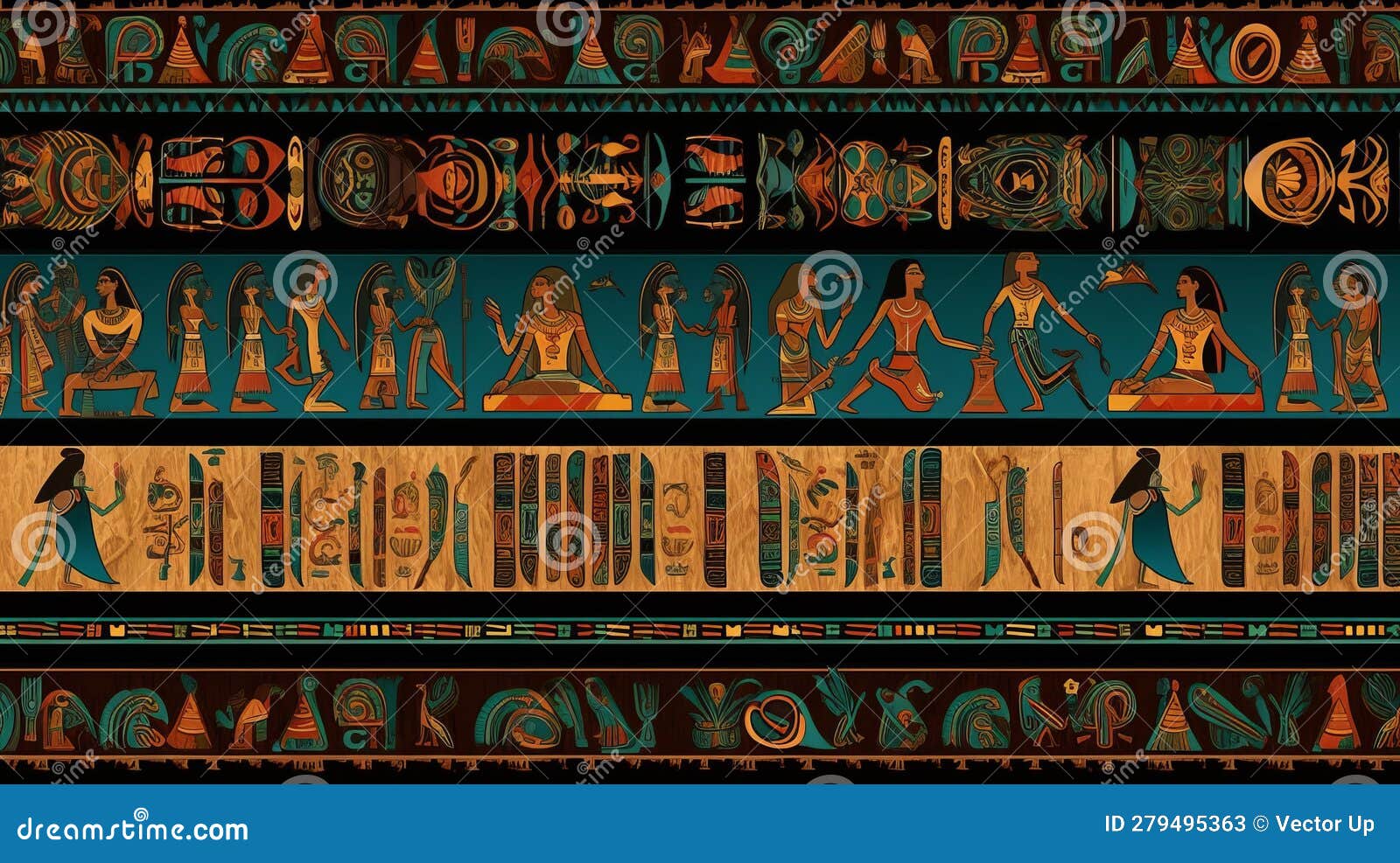 Background with Egyptian Patterns. Generative AI Stock Illustration ...