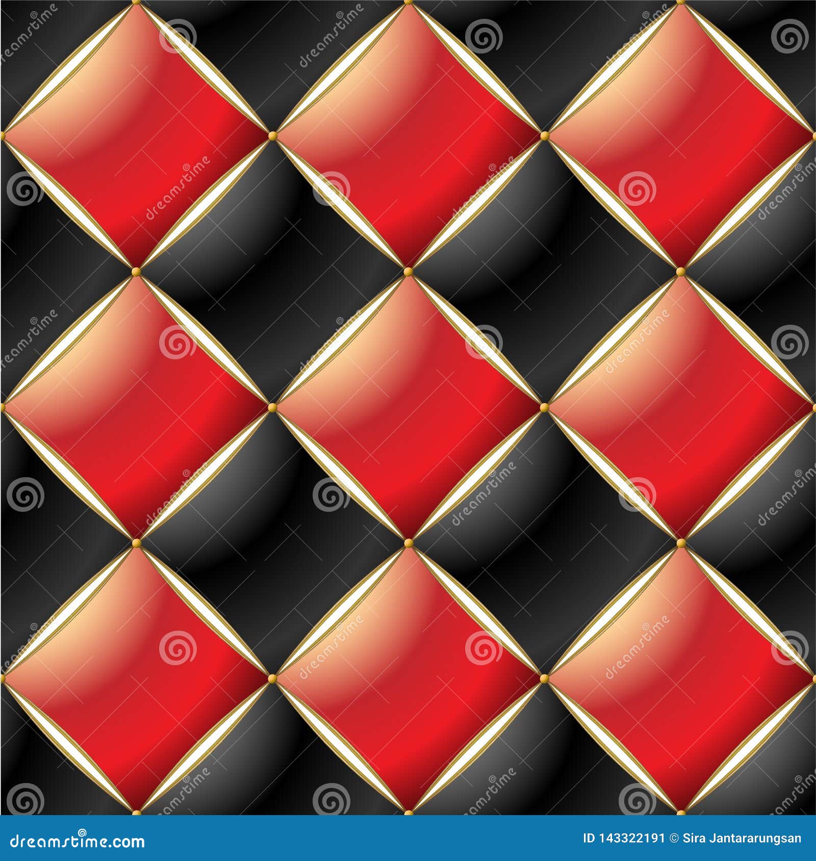 Background of Elegant Quilted Pattern Vip Red, Black and Gold Line ...