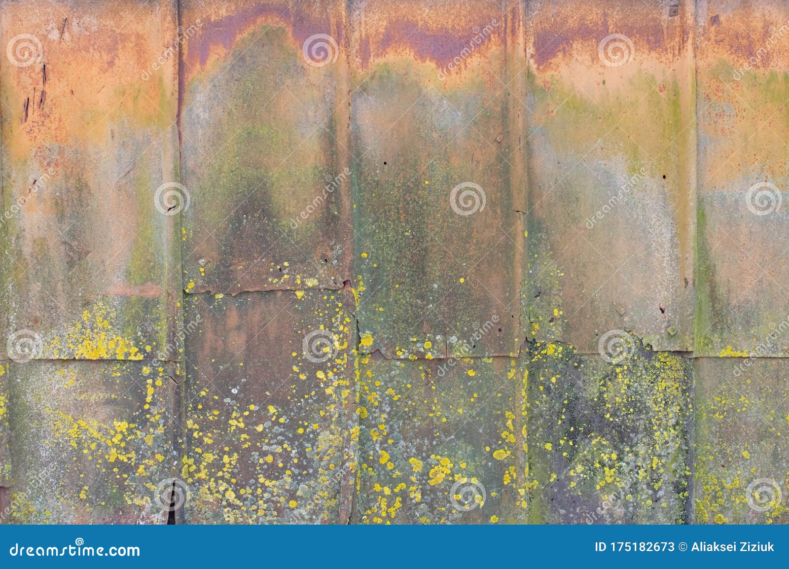 Background of Embossed Metal Sheets Rusty with Moss Stock Image - Image ...