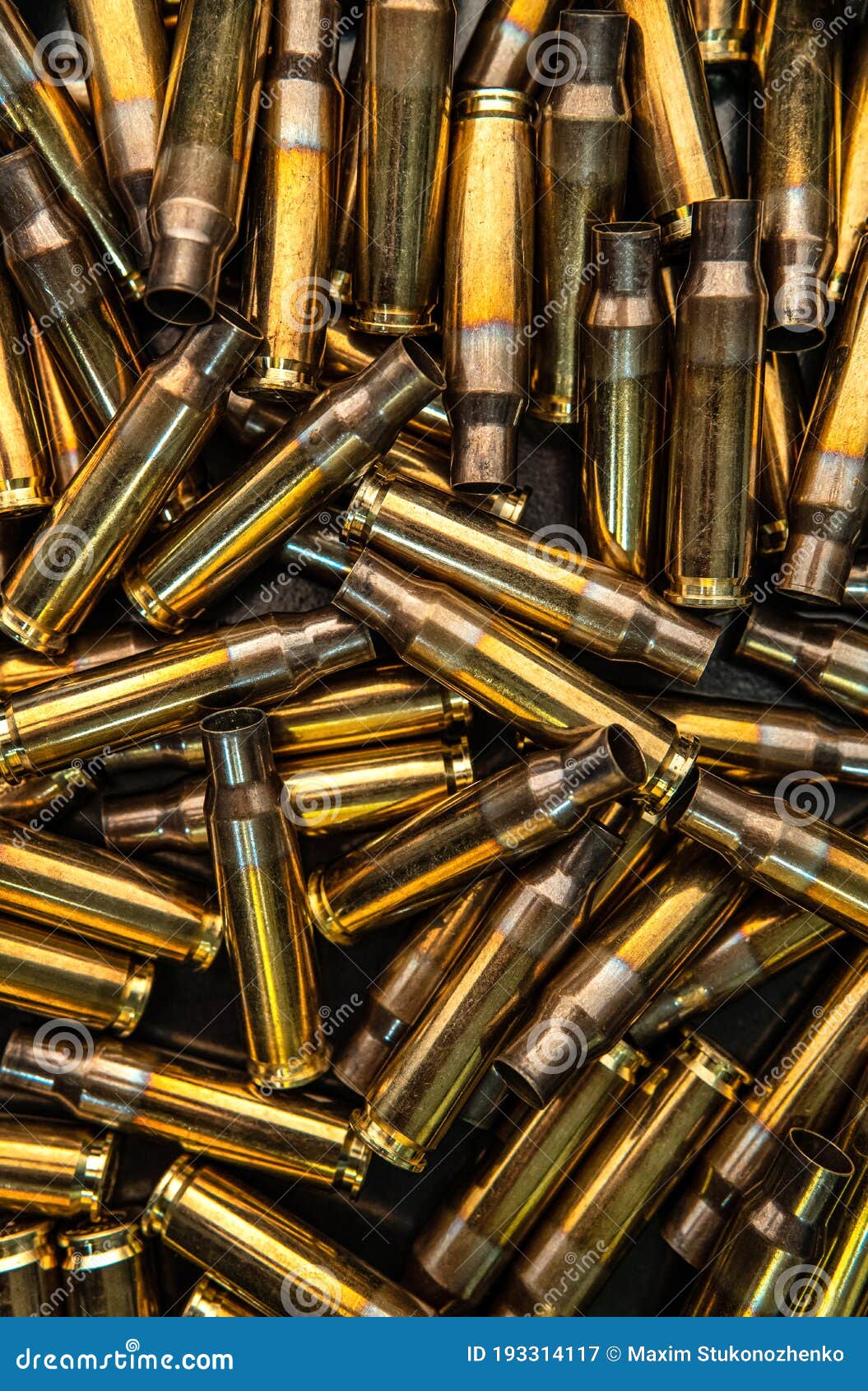 Background from Empty Cartridges for Rifles and Carbines. Shiny Brass ...