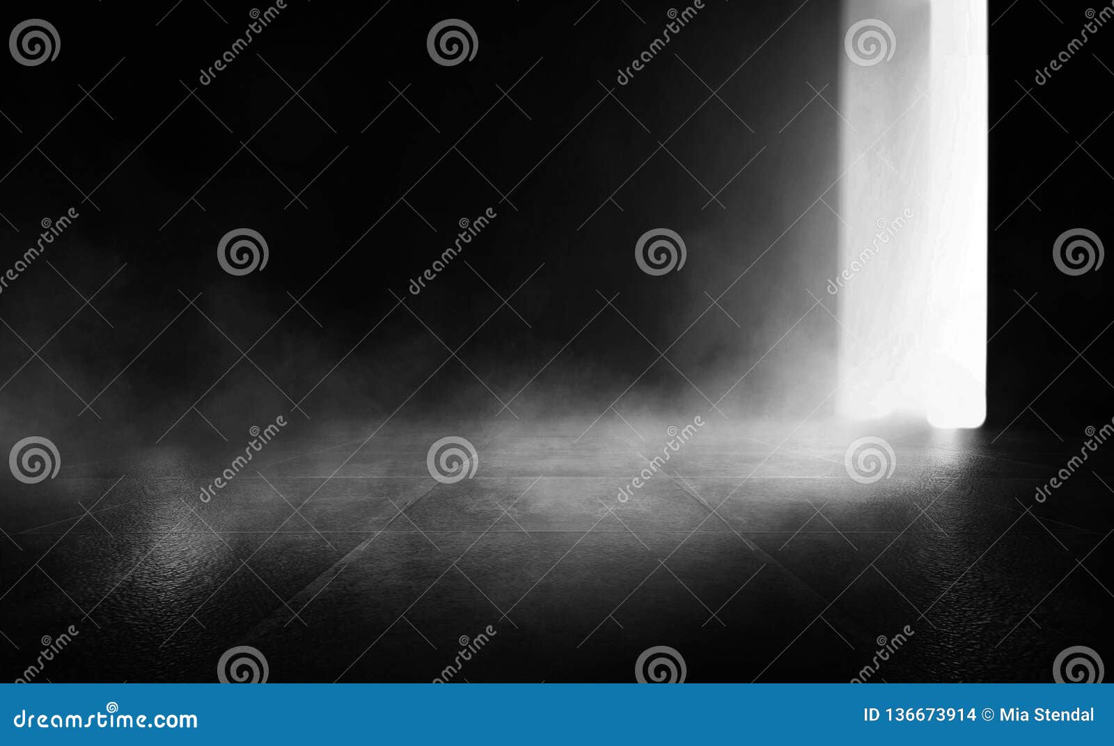 Background of an Empty Dark Room, Smoke and Dust. Stock Photo - Image ...