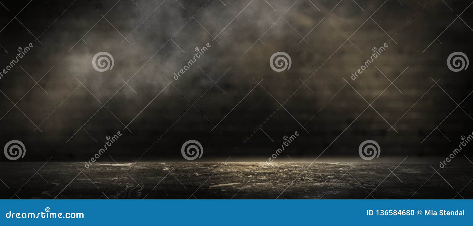 Background of an Empty Dark Room, Smoke and Dust. Stock Photo - Image ...