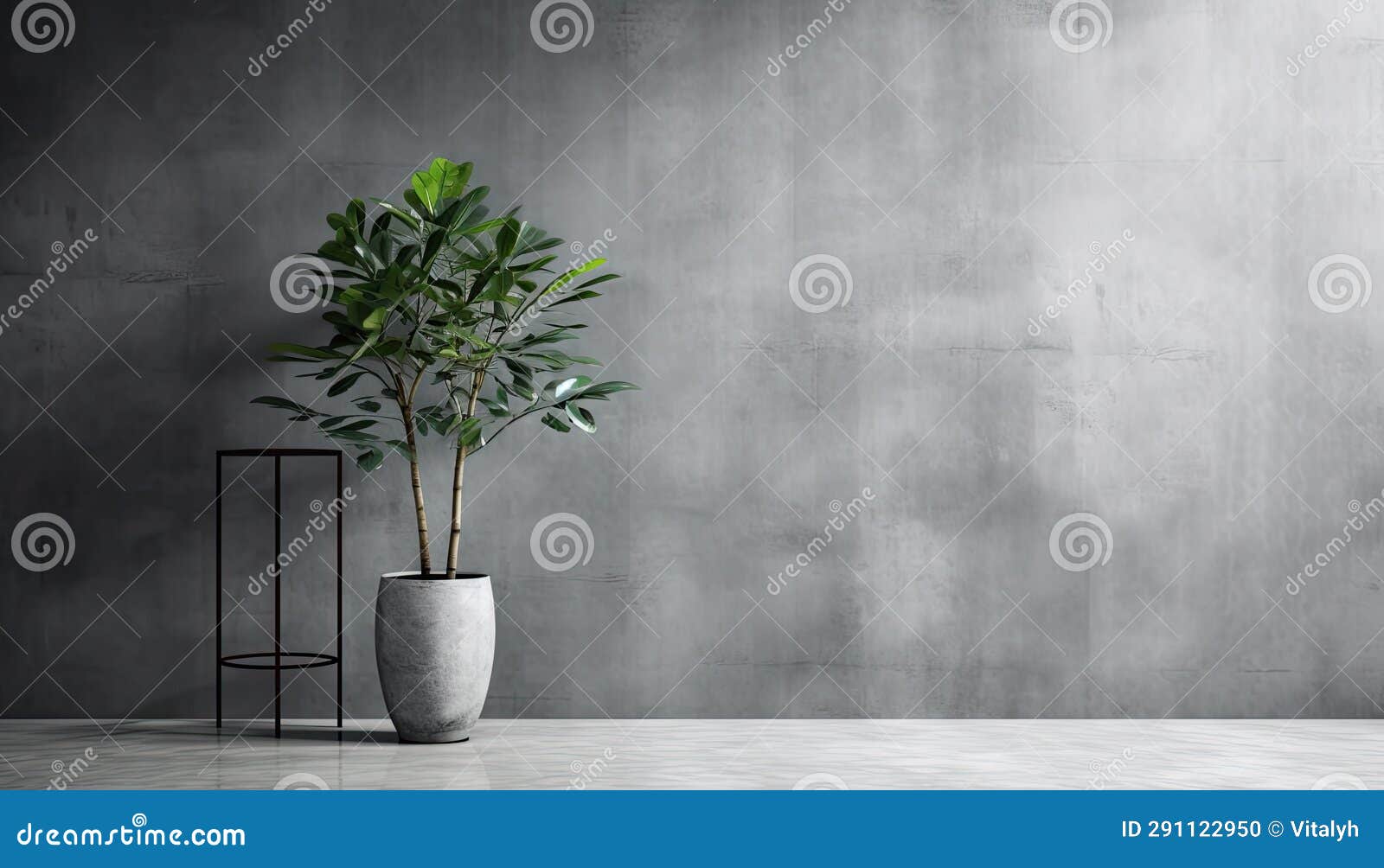 Background of an Empty Loft Room with Concrete Wall, Floor and Large ...