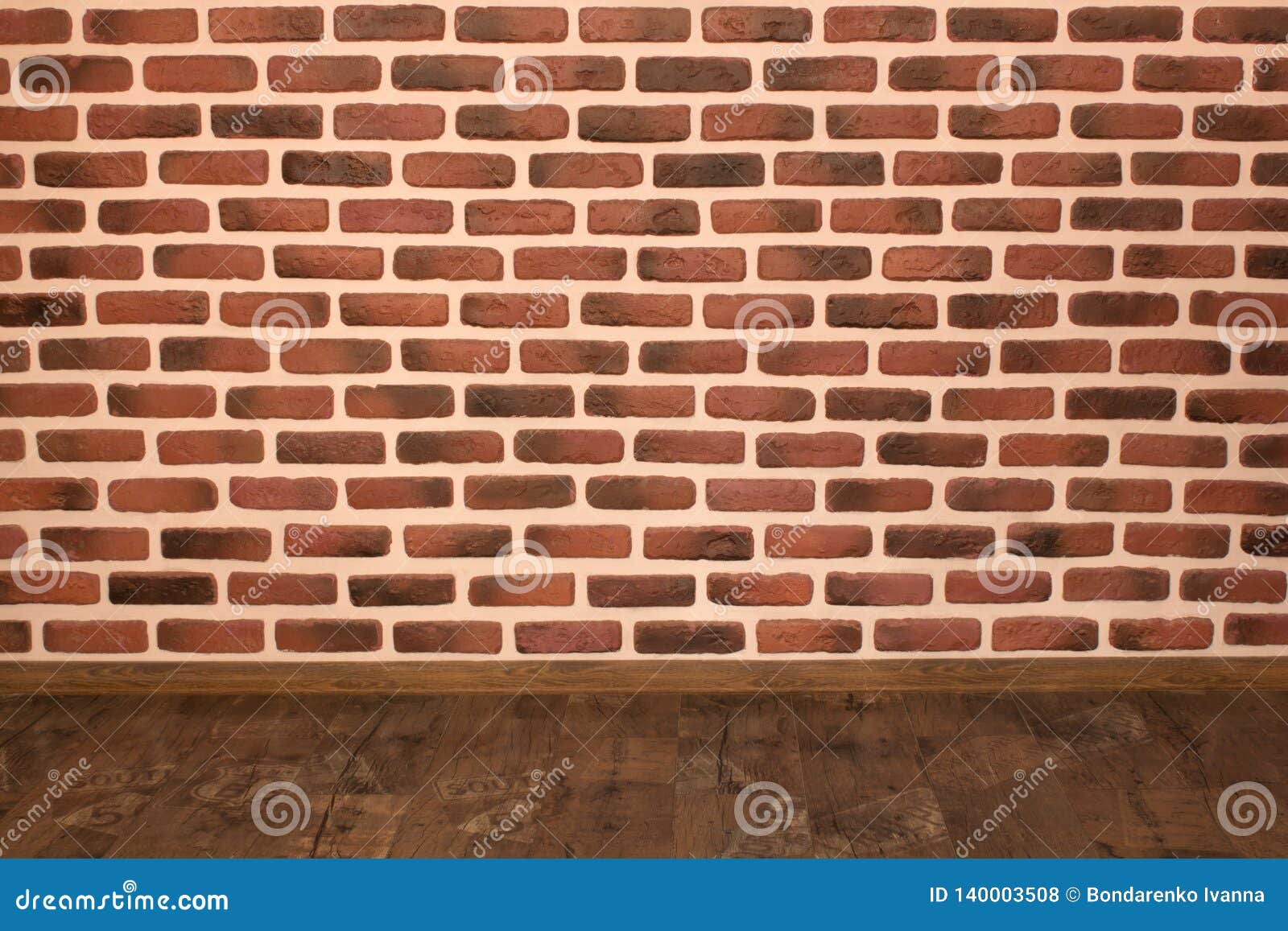 Background of an Empty Room with Decorative Brick Wall and Wooden Floor ...