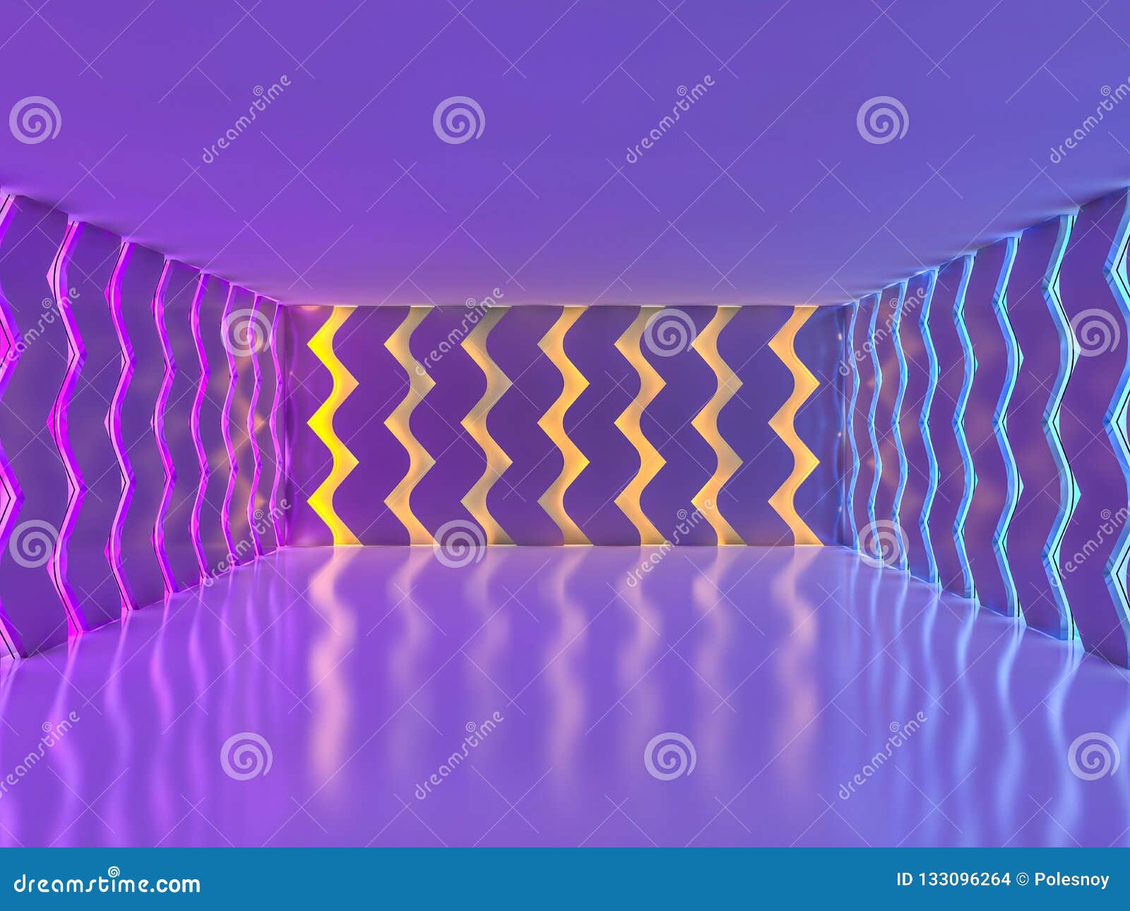 Background of an Empty Room with Walls and Neon Light. Neon Rays and ...