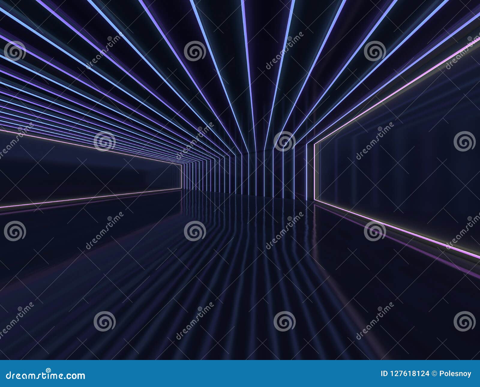 Background of an Empty Room with Walls and Neon Light. Neon Rays and ...
