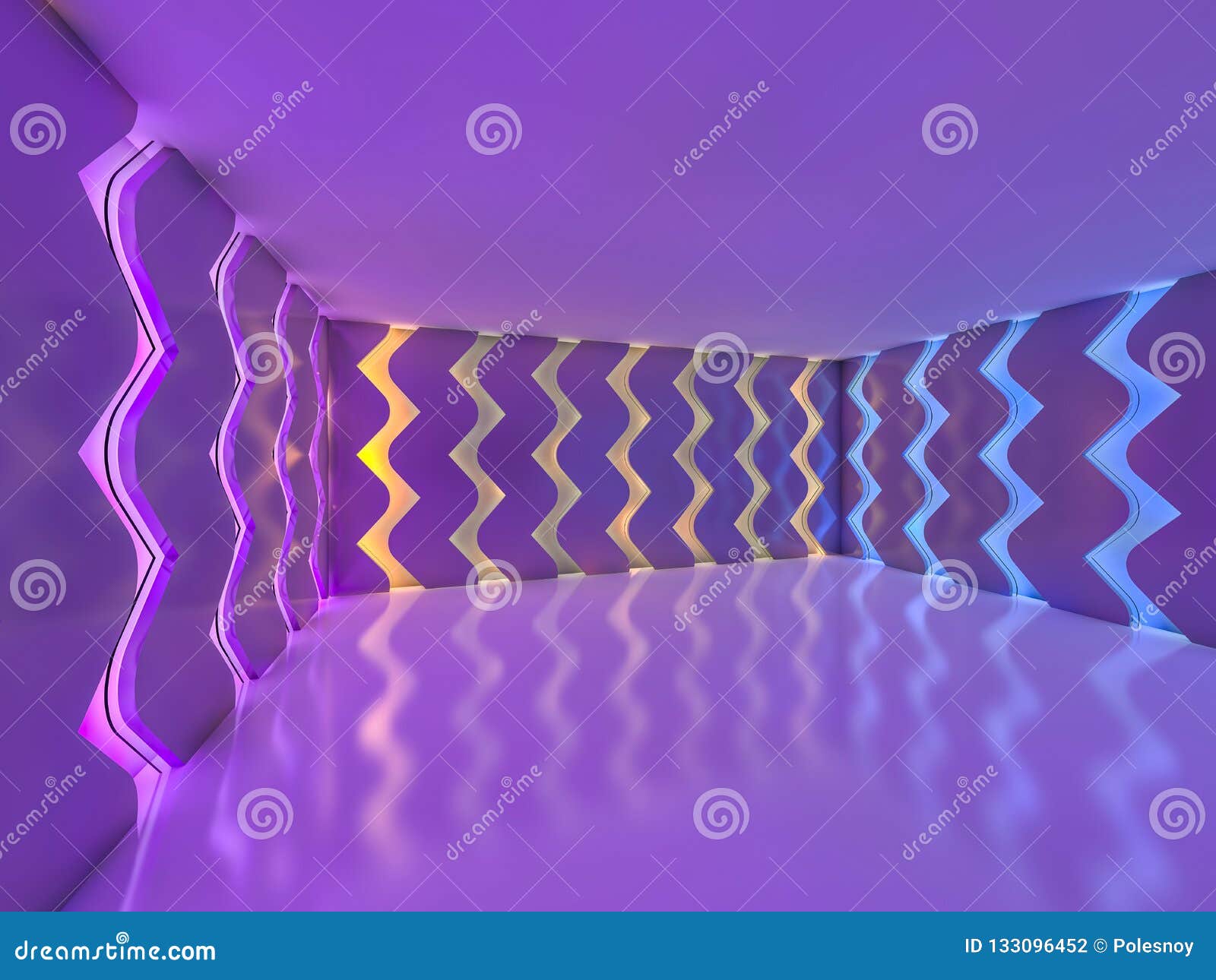 Background of an Empty Room with Walls and Neon Light. Neon Rays and ...