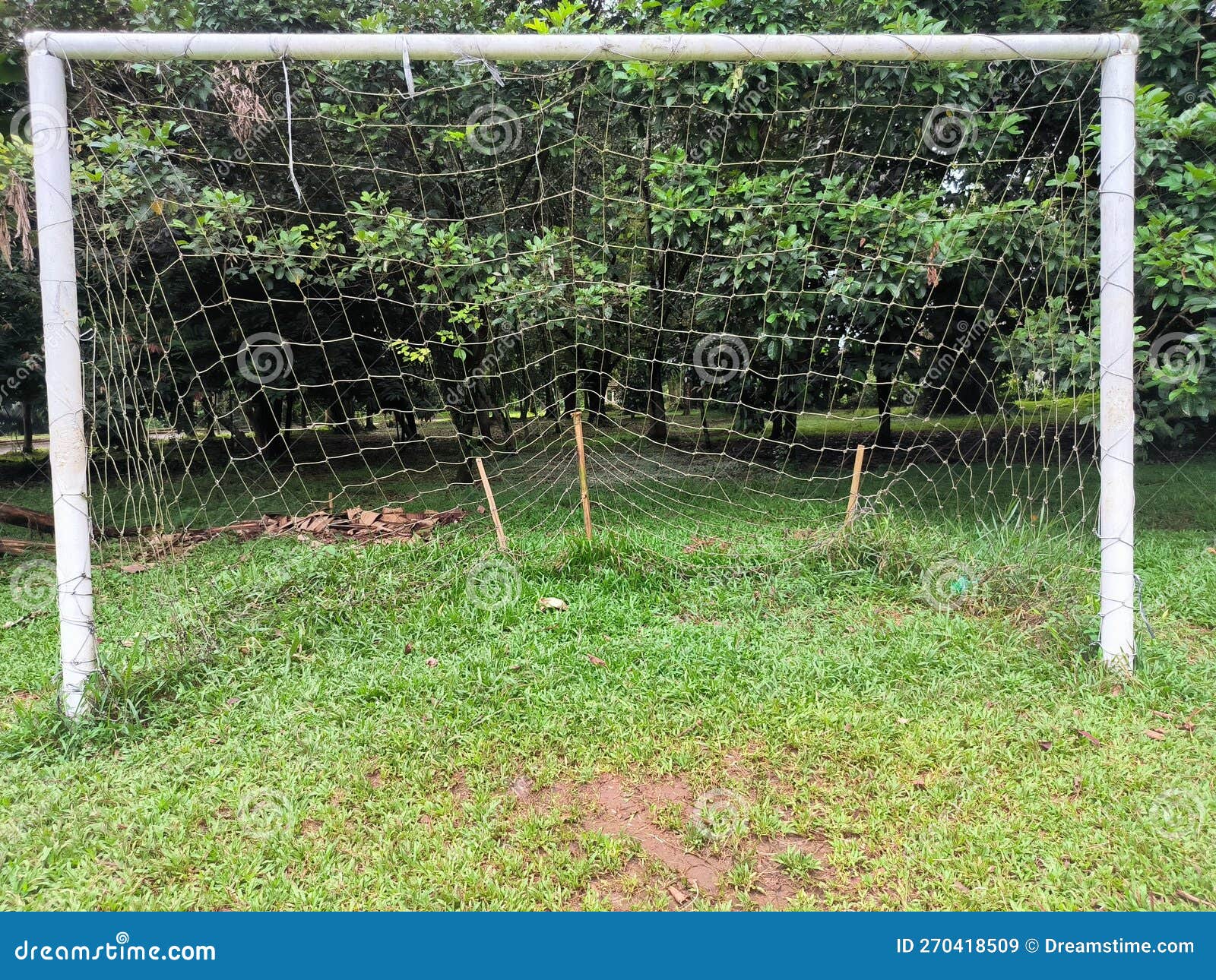 Background Empty Soccer Goal Posts at the Field Stock Image - Image of ...