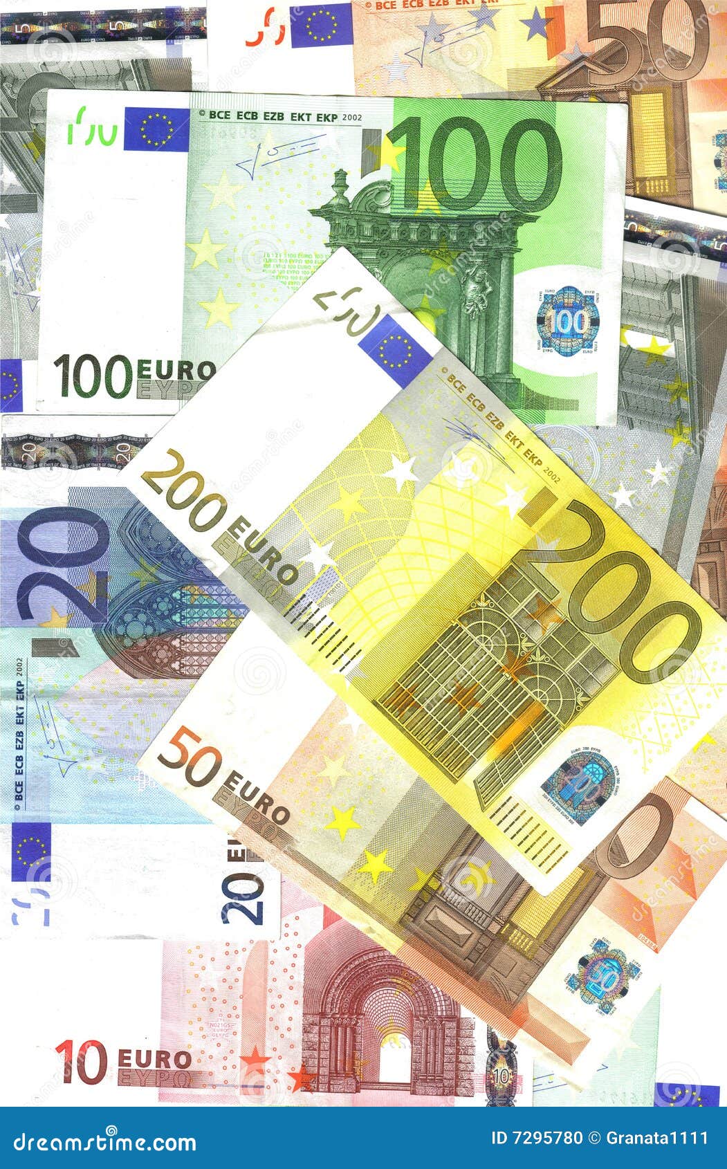 Background euro banknotes stock photo. Image of dollar - 7295780