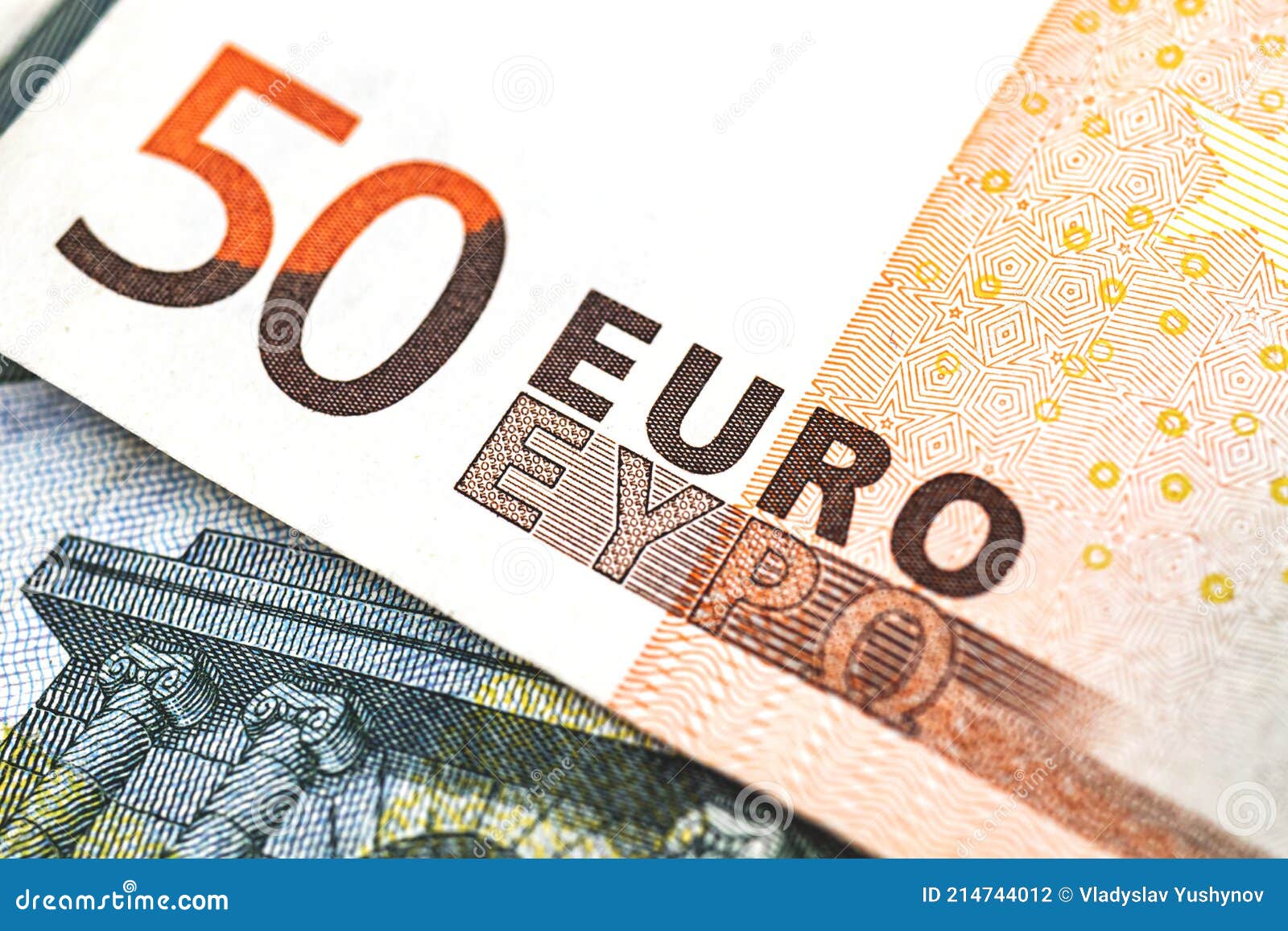 Background of 50 Euro Money Close-up, Close View of Euro Banknote Stock ...
