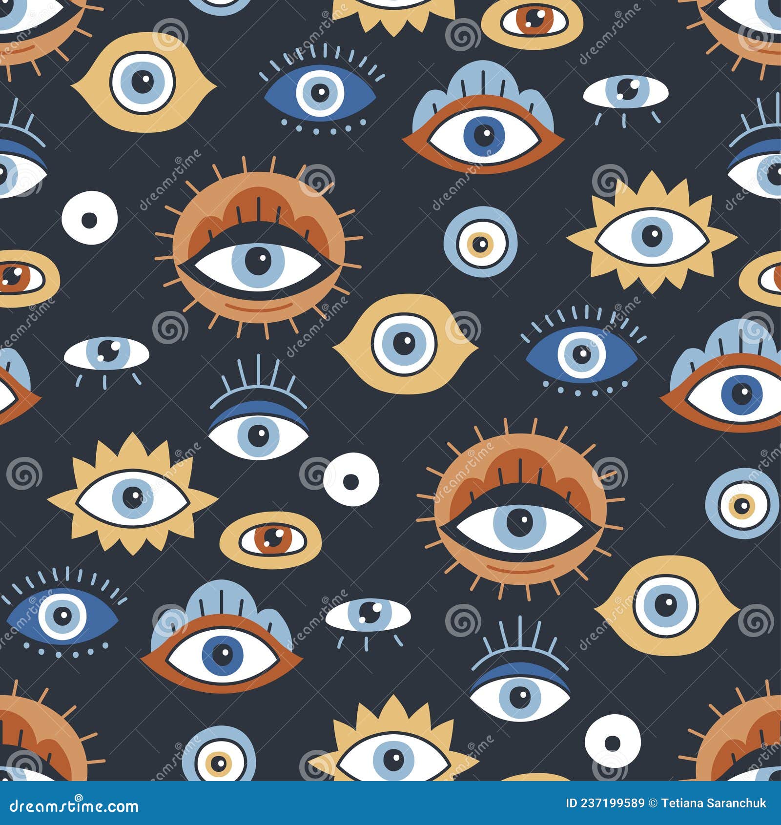 Background with Evil, Turkish, Esoteric Eye Different Shapes. Stock ...