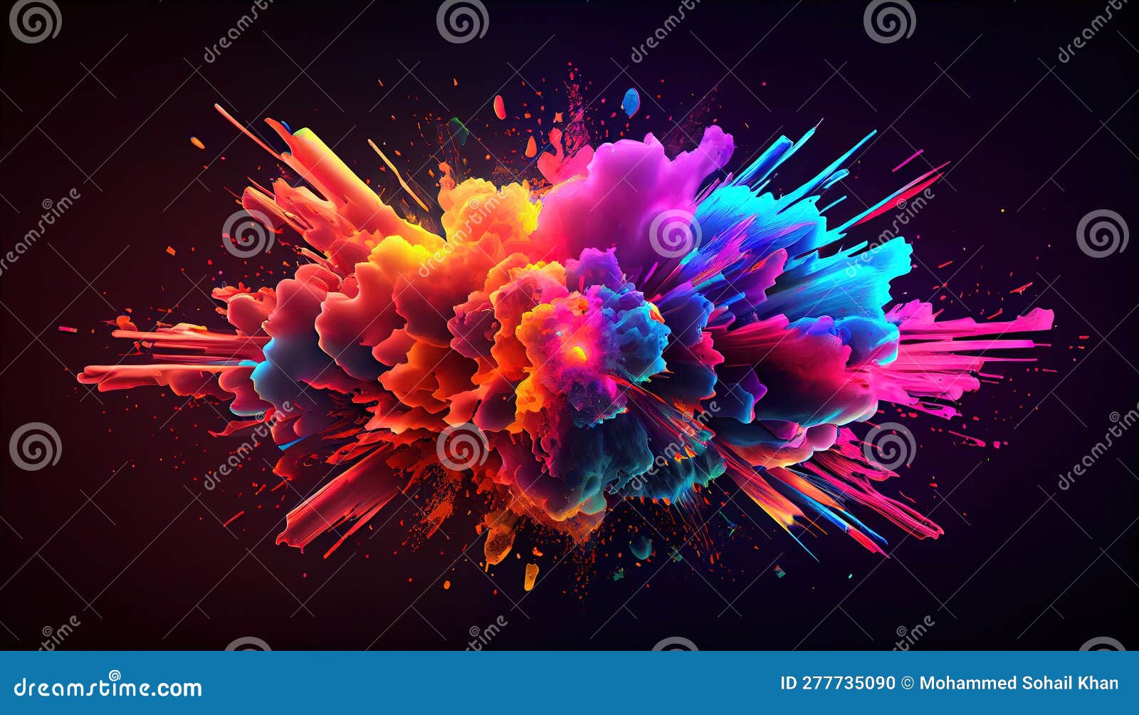 Background of Exploding Colors on Canvas Oil Painting AI Generative ...