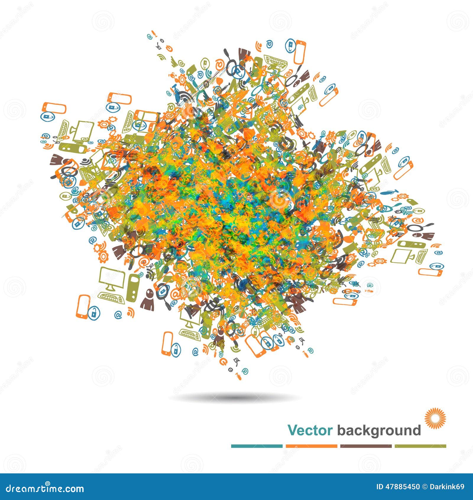 Background with the Explosion of Internet Icons Stock Vector ...