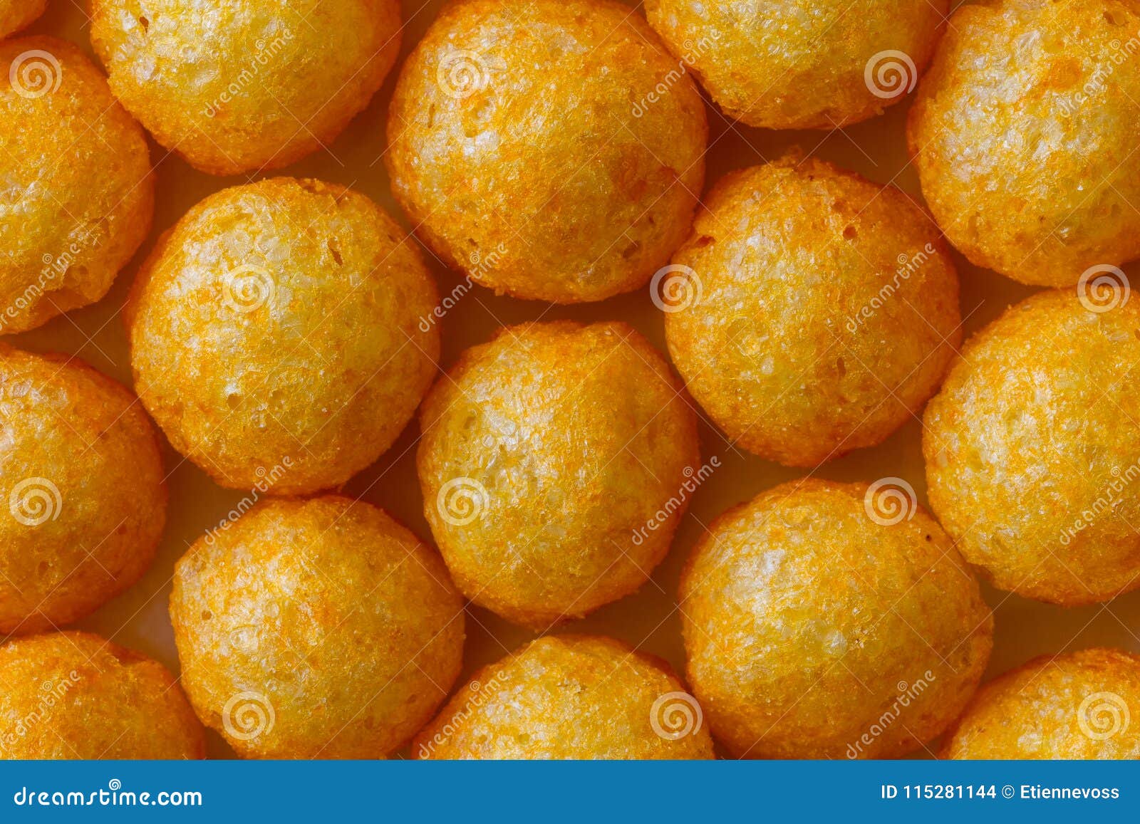 Background of Extruded Puff Cheese Balls from Above. Stock Photo ...