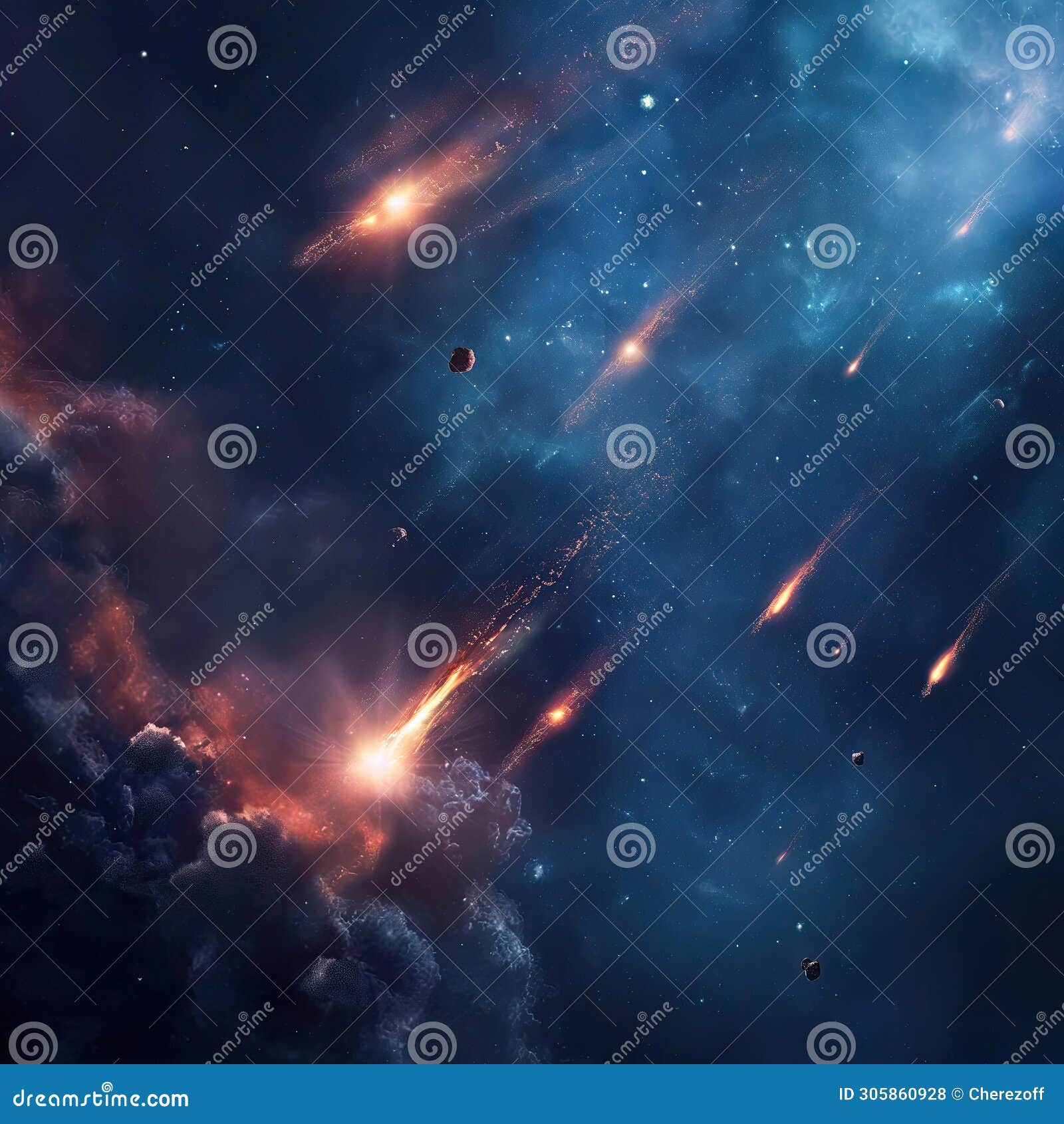Background of Falling Meteorites in the Sky Stock Photo - Image of ...