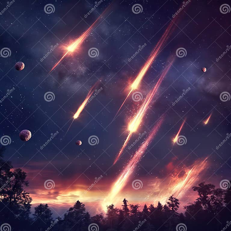 Background of Falling Meteorites in the Sky Stock Image - Image of ...