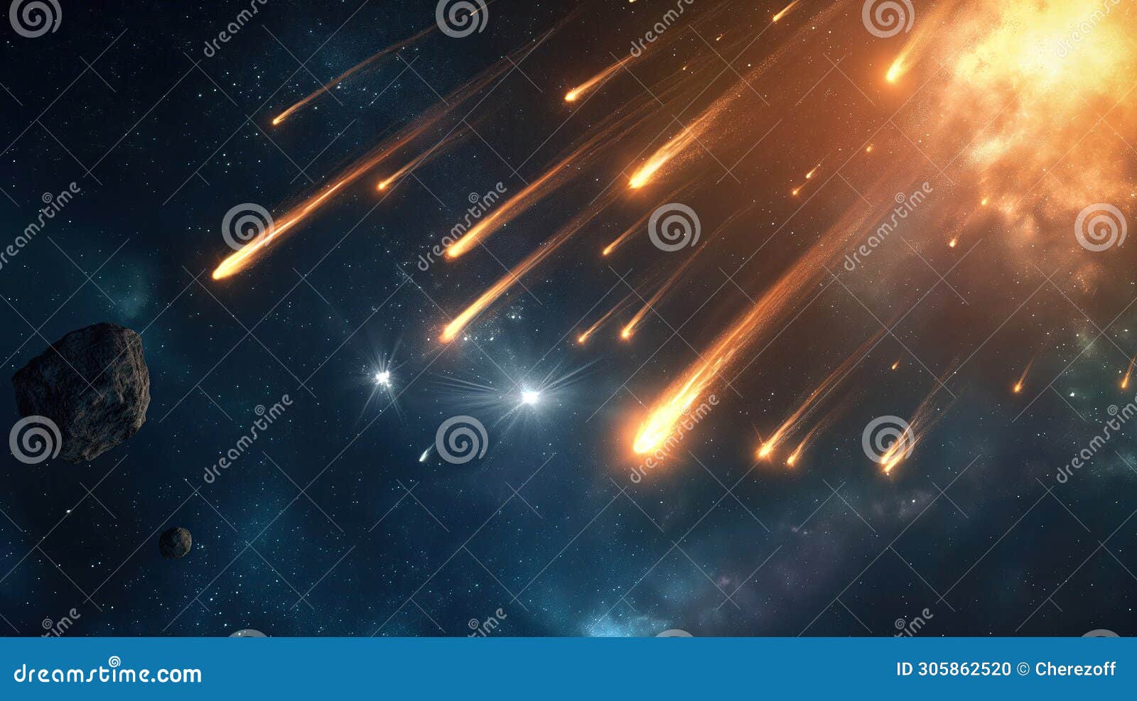 Background of Falling Meteorites in the Sky Stock Photo - Image of ...