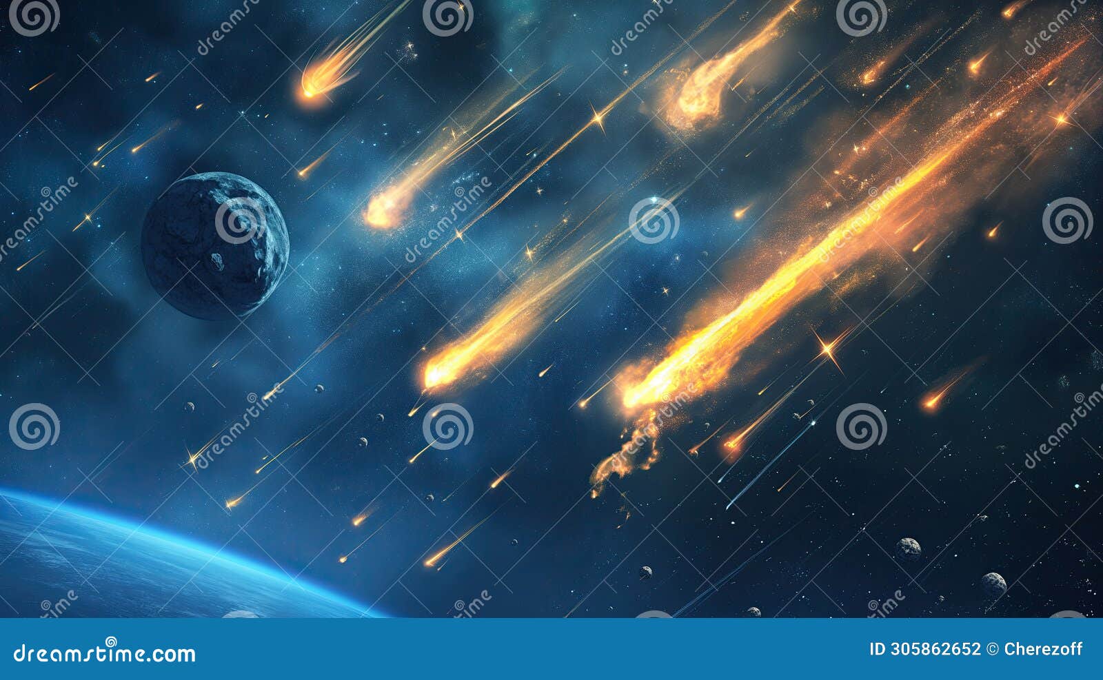 Background of Falling Meteorites in the Sky Stock Photo - Image of ...