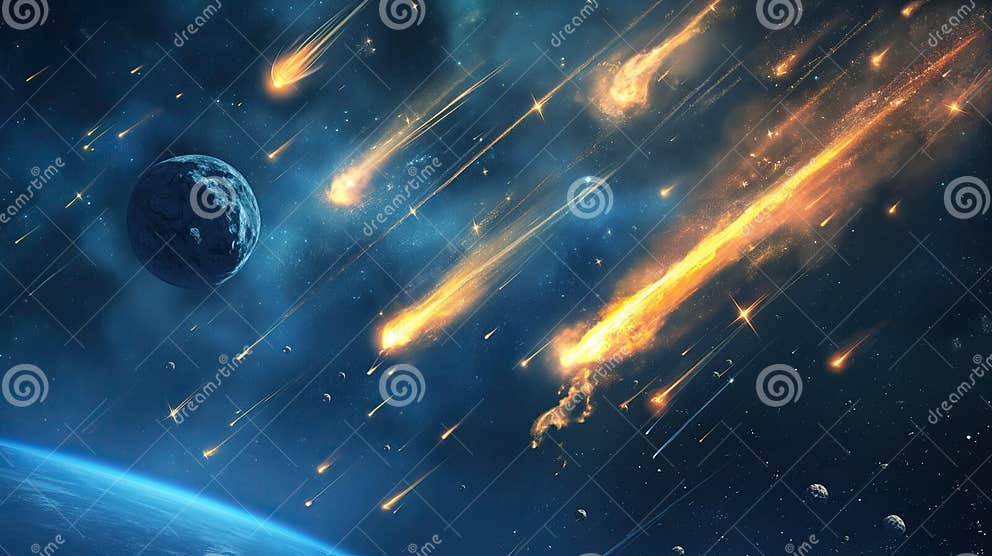 Background of Falling Meteorites in the Sky Stock Photo - Image of ...