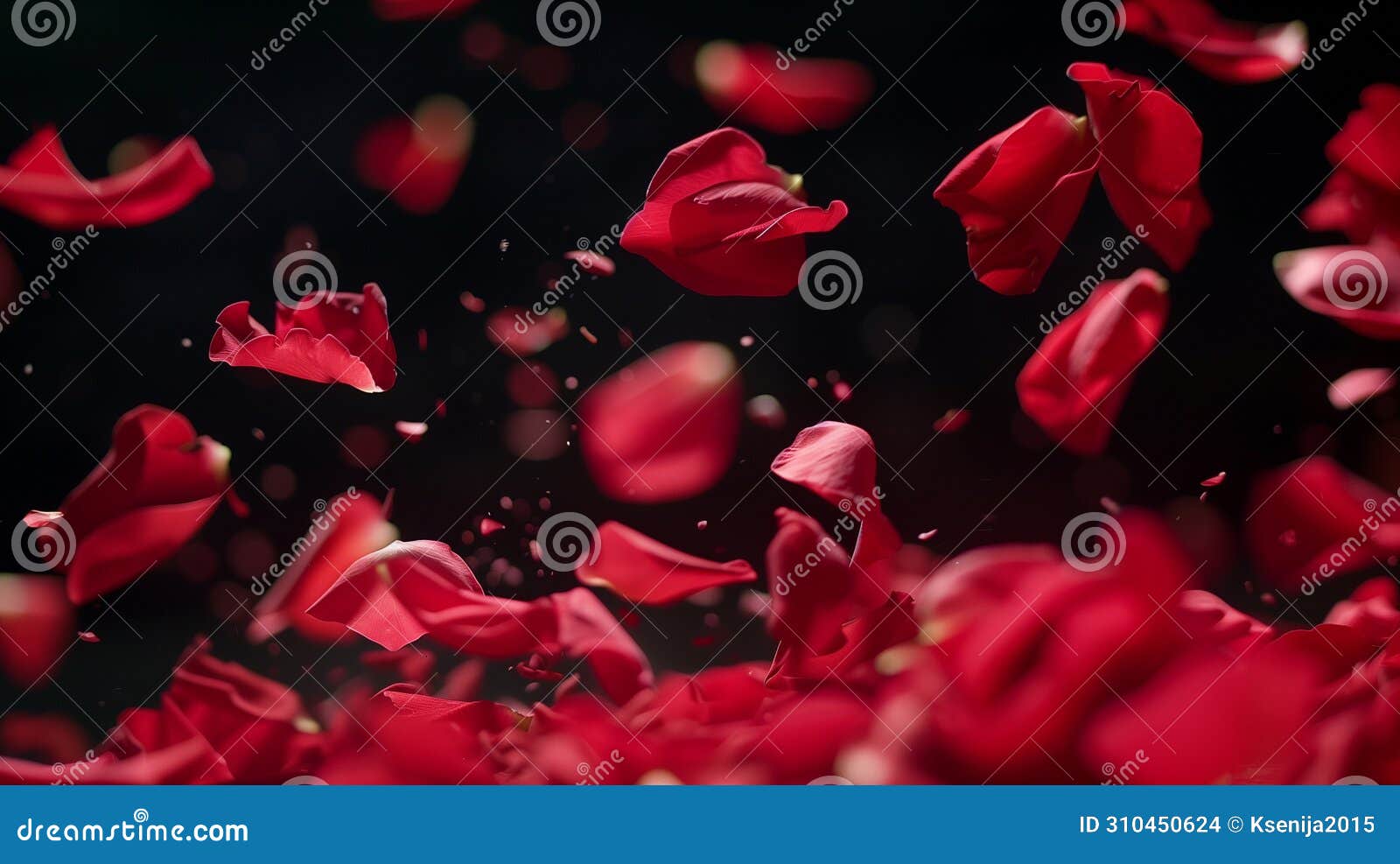 Background with Falling Red Rose Petals on Black Stock Photo - Image of ...