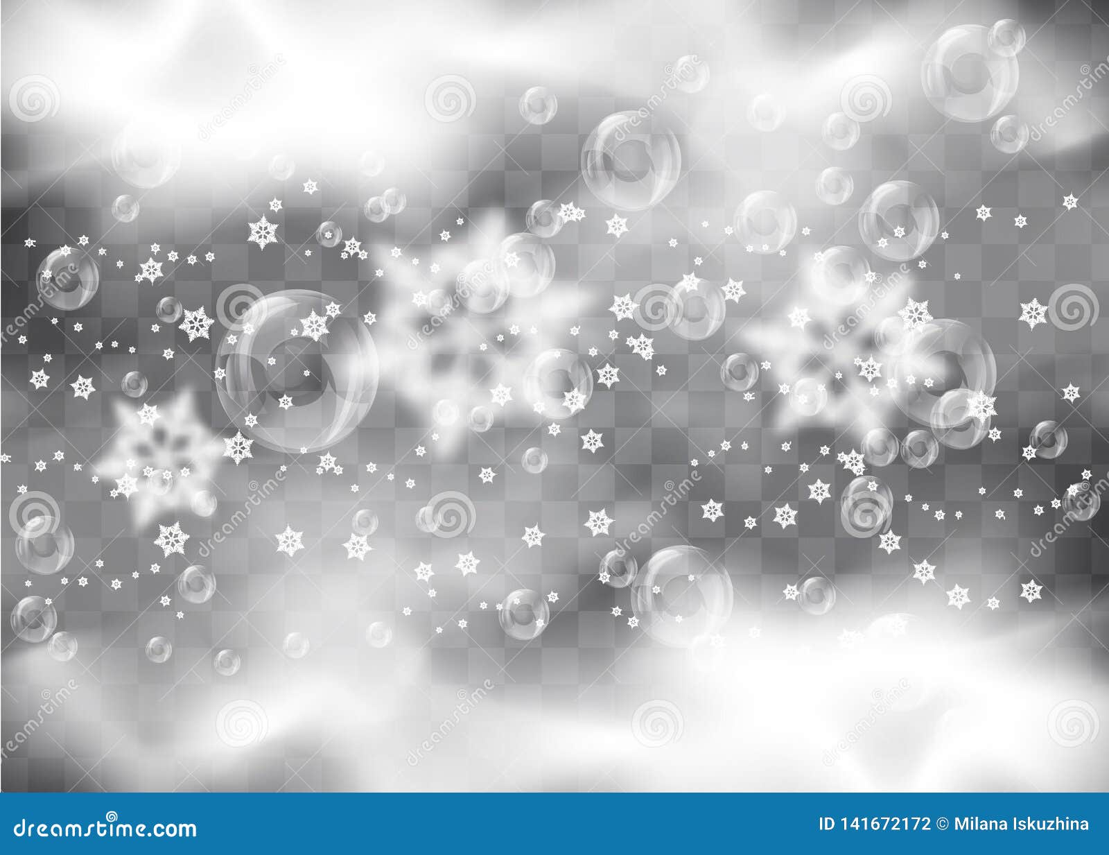 Background with Falling Snowflakes on a Transparent Background ...