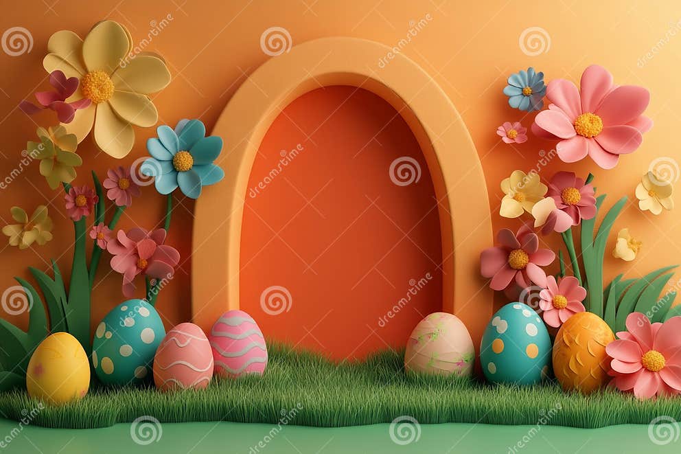 A Background Featuring Colorful Easter Eggs. a 3D Banner for Easter. Represents the Tradition of ...