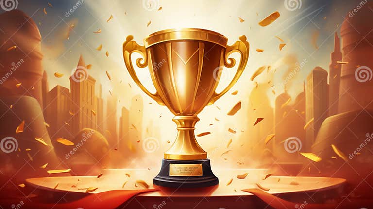 A Background Featuring a Trophy and a "Congratulations" Message in Bold ...