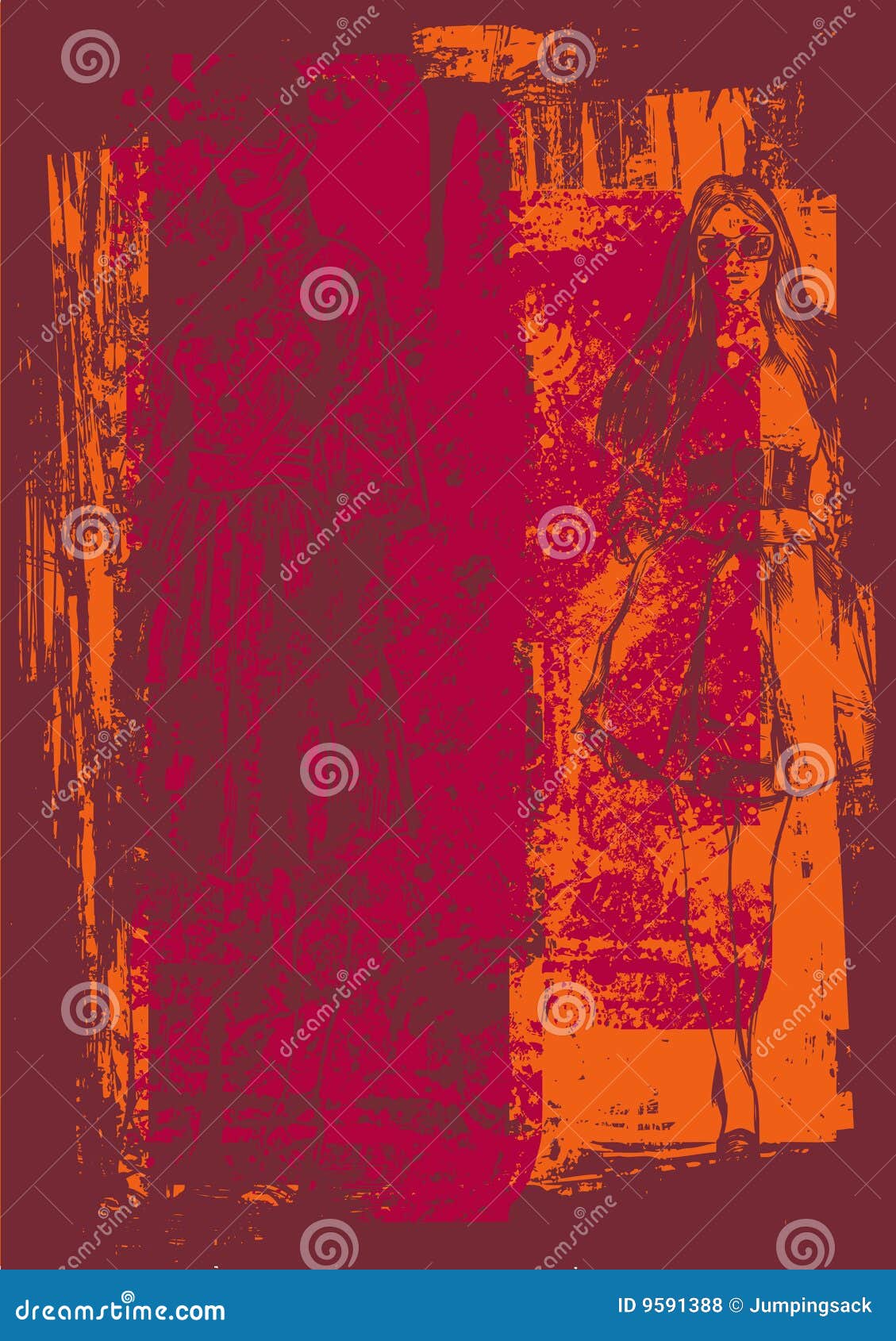 Background with Female Models and Design Elements Stock Vector ...