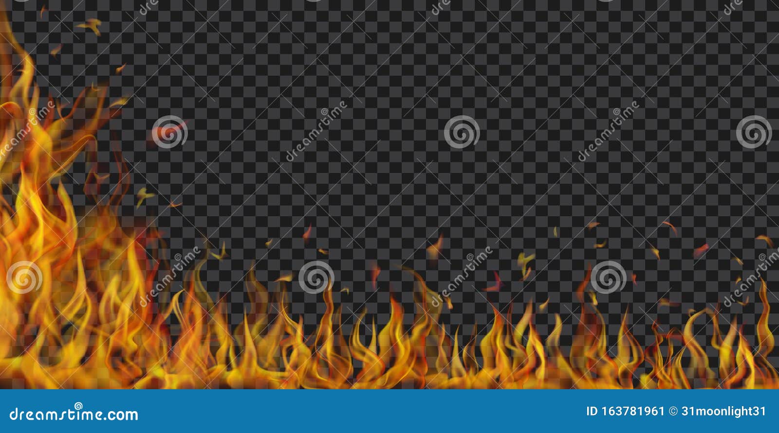 Translucent Fire Flames And Sparks On Transparent Background. For Used ...