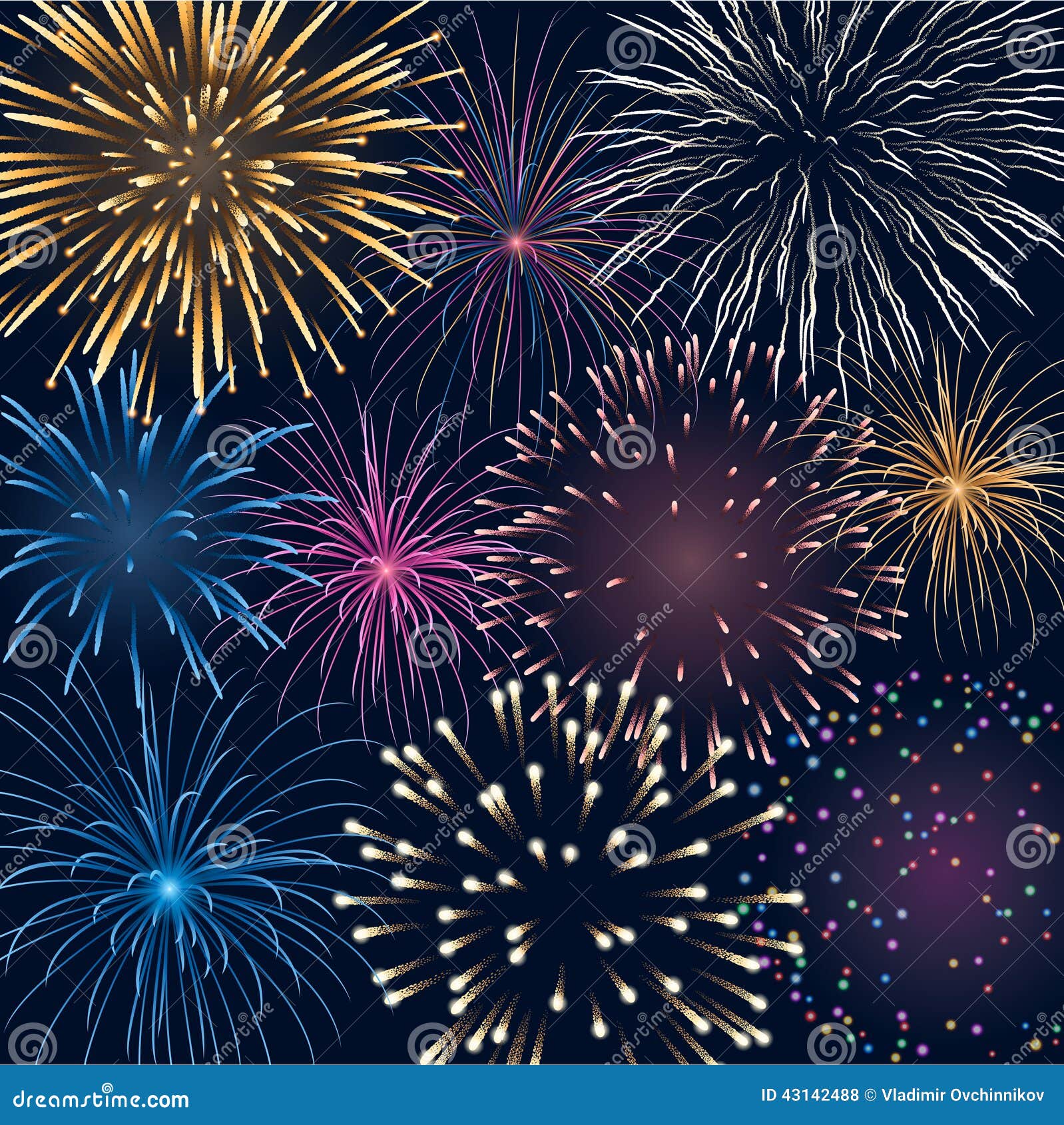 Background with fireworks stock vector. Illustration of feast - 43142488
