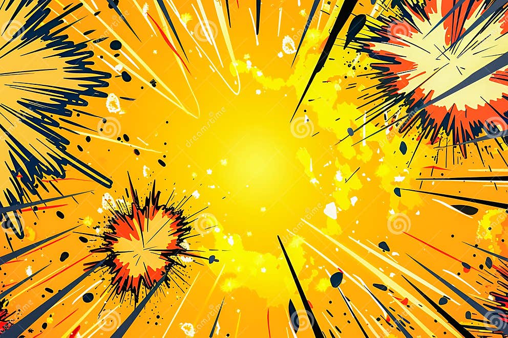 Background with Fireworks Explosion, Comic Book Style Stock Image - Image of celebration ...