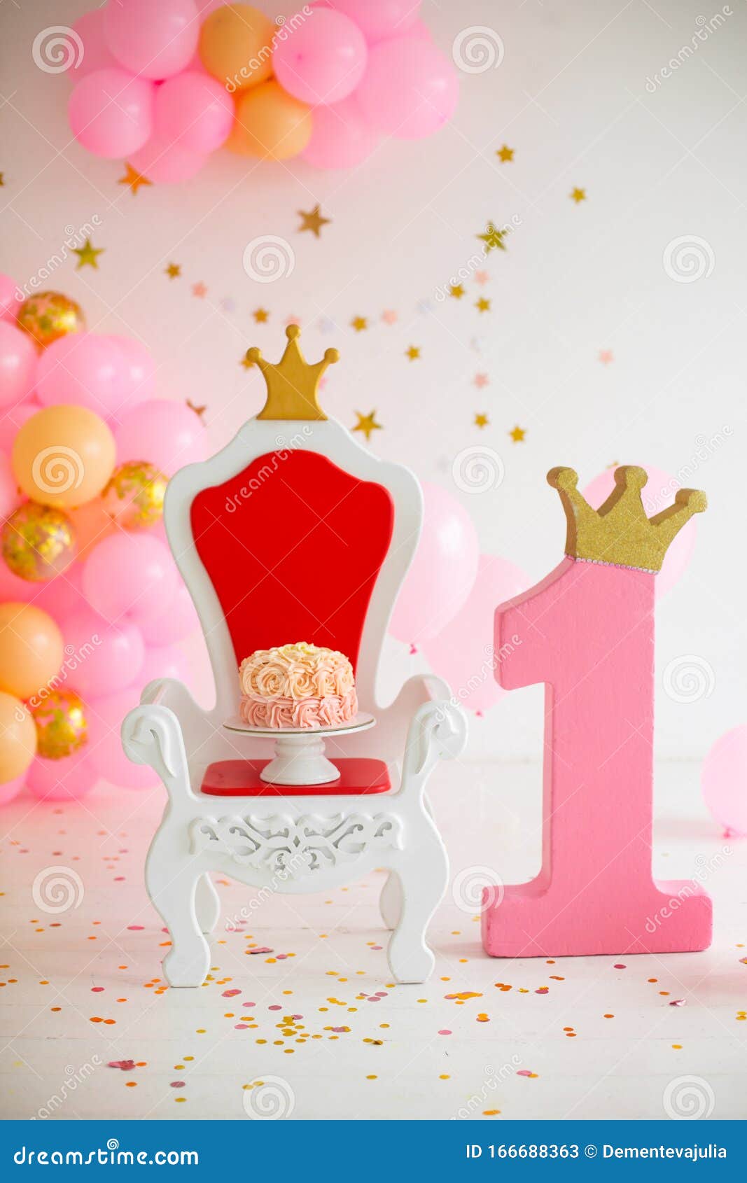 Background First Birthday with Throne Stock Illustration - Illustration ...