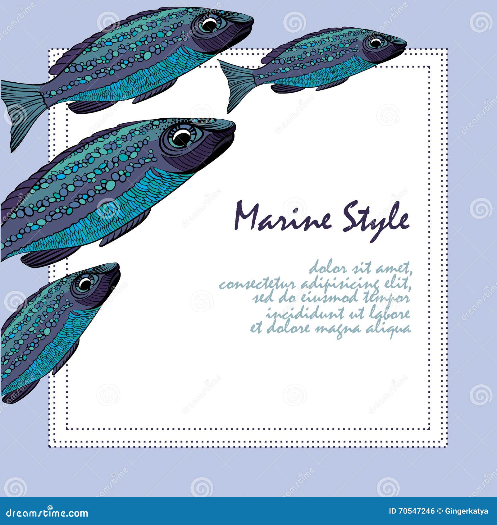 Background with Fishes. School of Fish. Template for Print Design ...