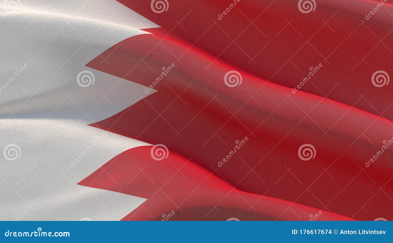 High Resolution Close-up Flag of Bahrain. 3D Illustration. Stock ...